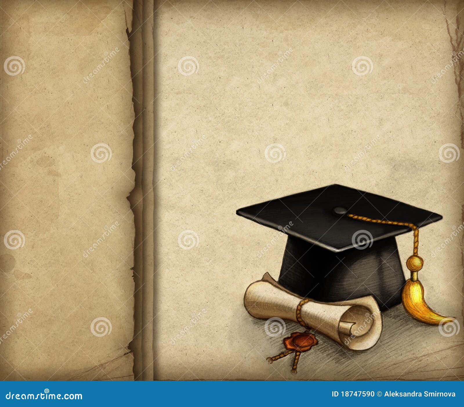 Vintage Hat And Diploma Graduation