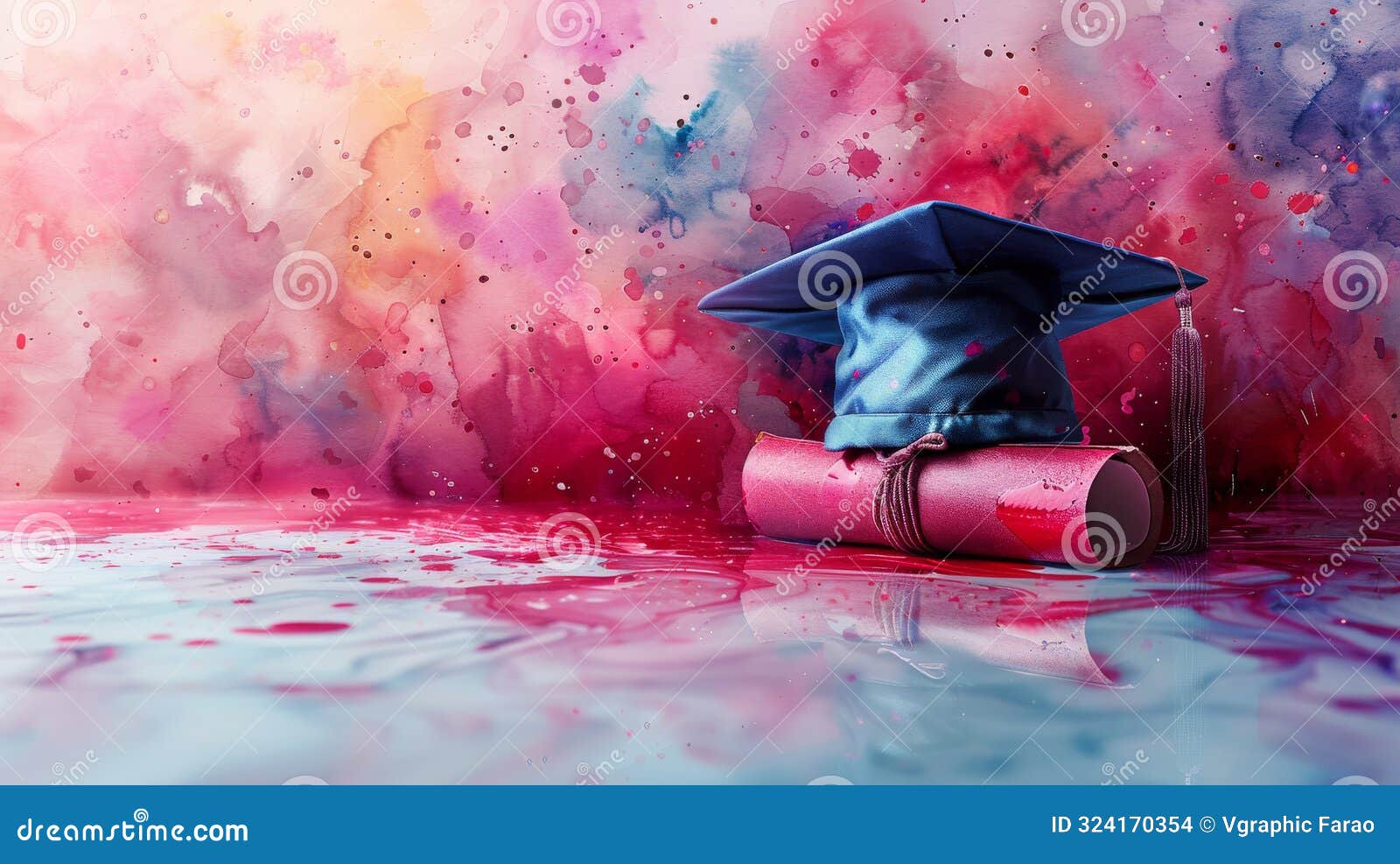 Graduation Cap and Diploma on Abstract Colorful Background Stock Photo ...