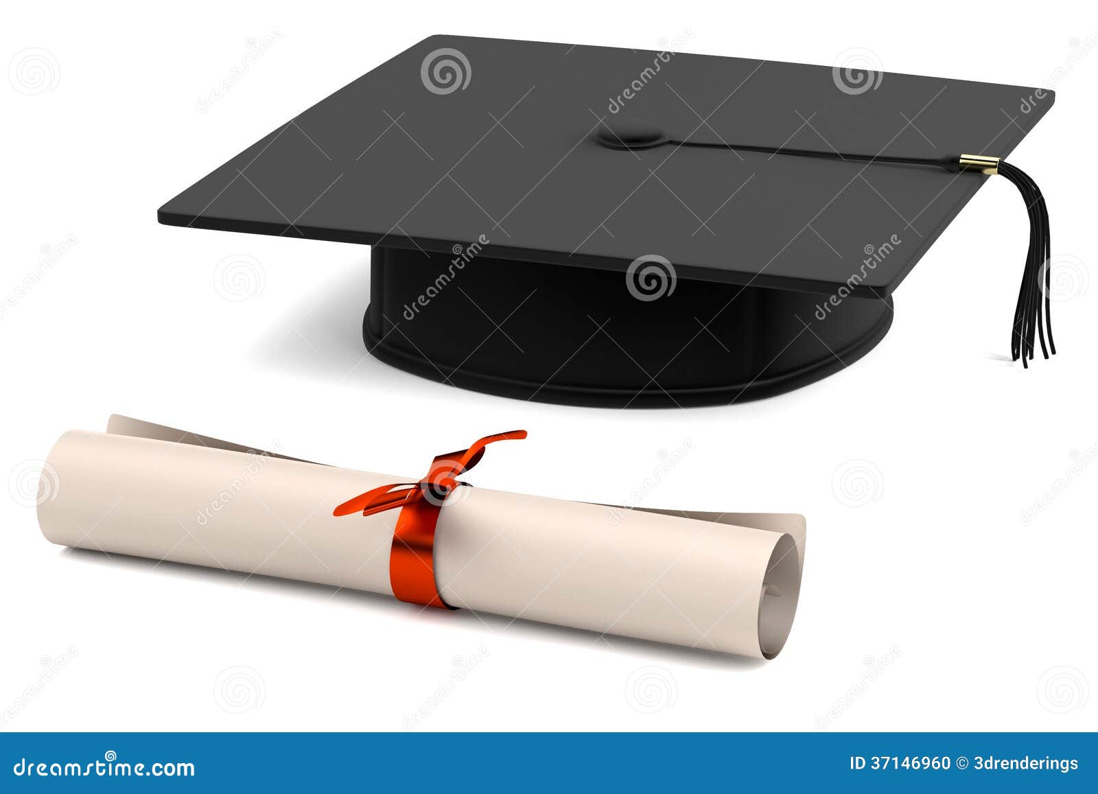 Graduation cap and diploma stock illustration. Illustration of college ...