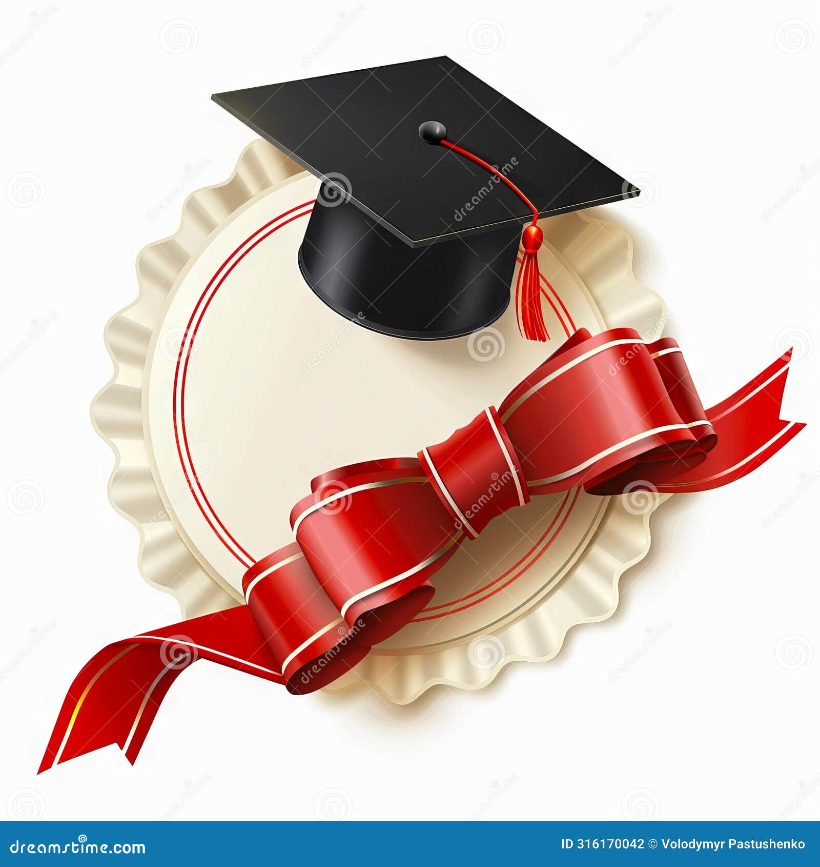 Graduation Cap and Diploma with Ribbon Stock Photo - Image of scholar ...