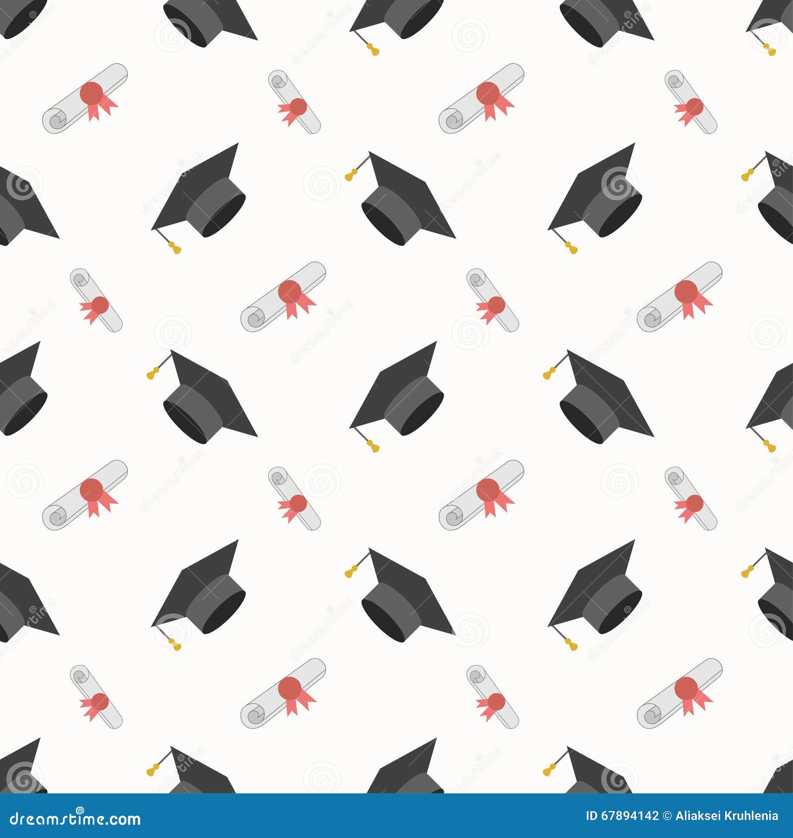 Graduation Cap and Diploma Seamless Pattern Background Stock Vector ...