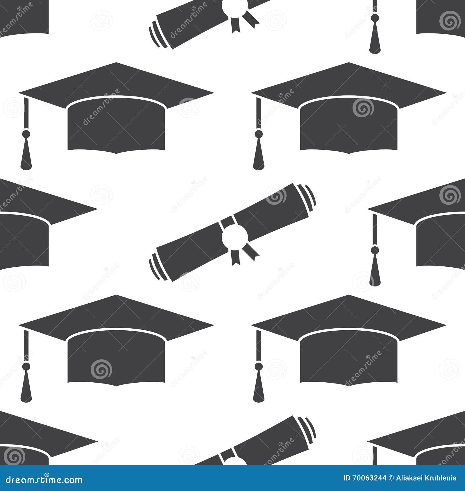 Graduation Cap and Diploma Seamless Pattern Background Stock Vector ...