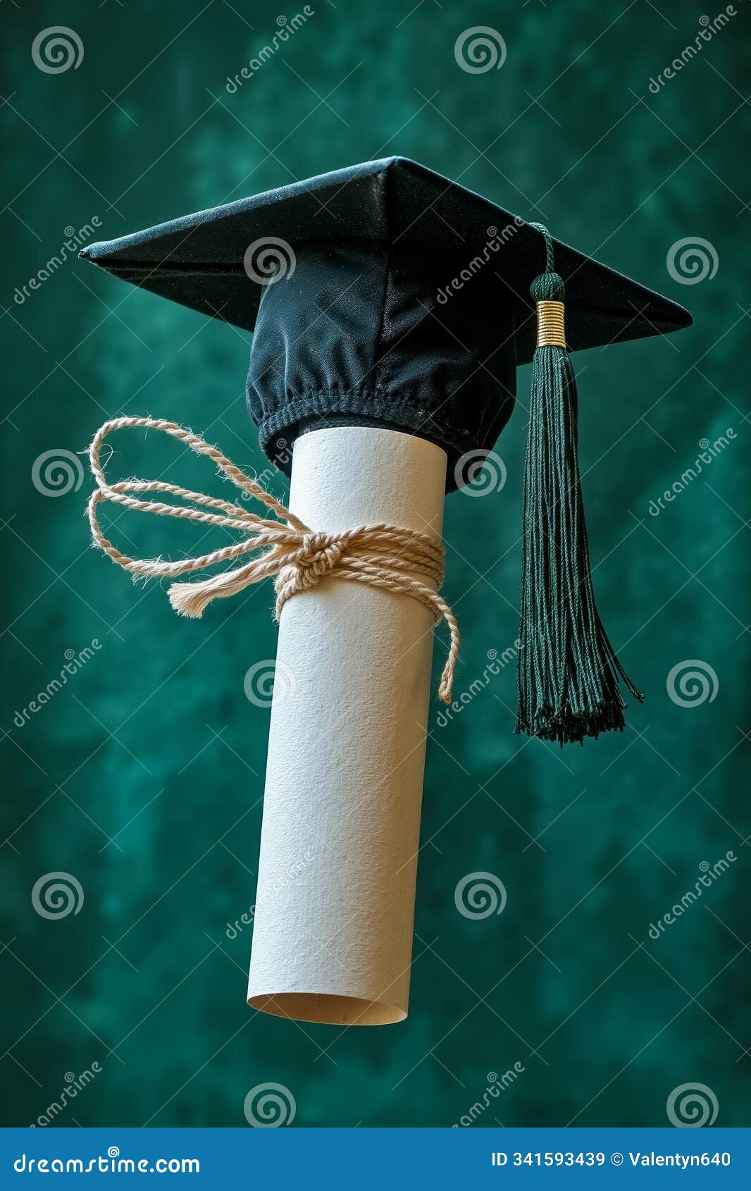A Graduation Cap and Diploma Tied Up with a String Stock Image - Image ...