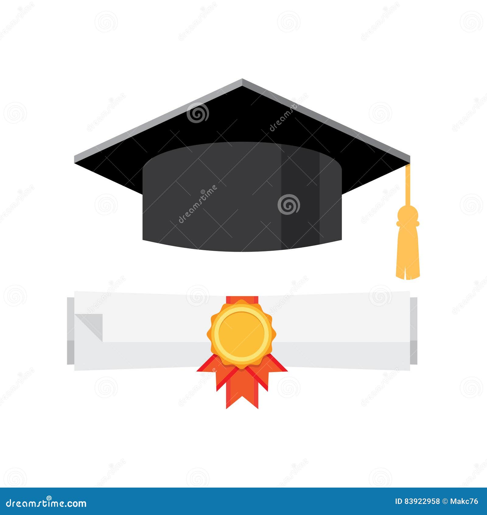 Graduation Cap and Diploma. Vector Stock Vector - Illustration of ...