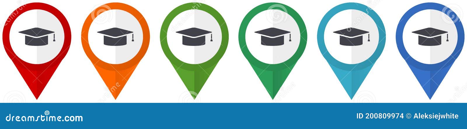 Graduation, Cap, Education Vector Pointers, Set of Colorful Flat Design ...