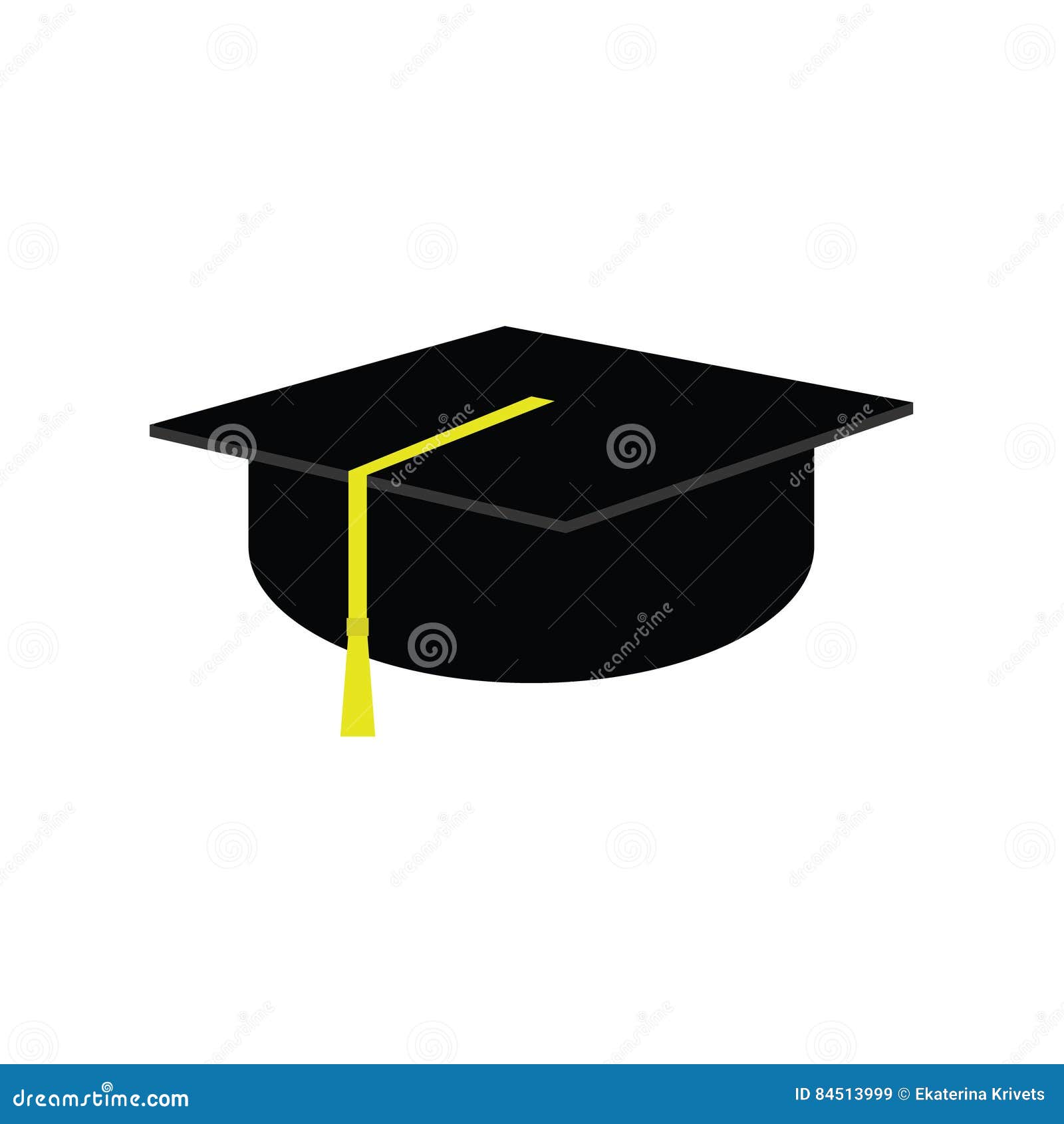 Graduation Cap. Flat Design Stock Illustration - Illustration of white ...
