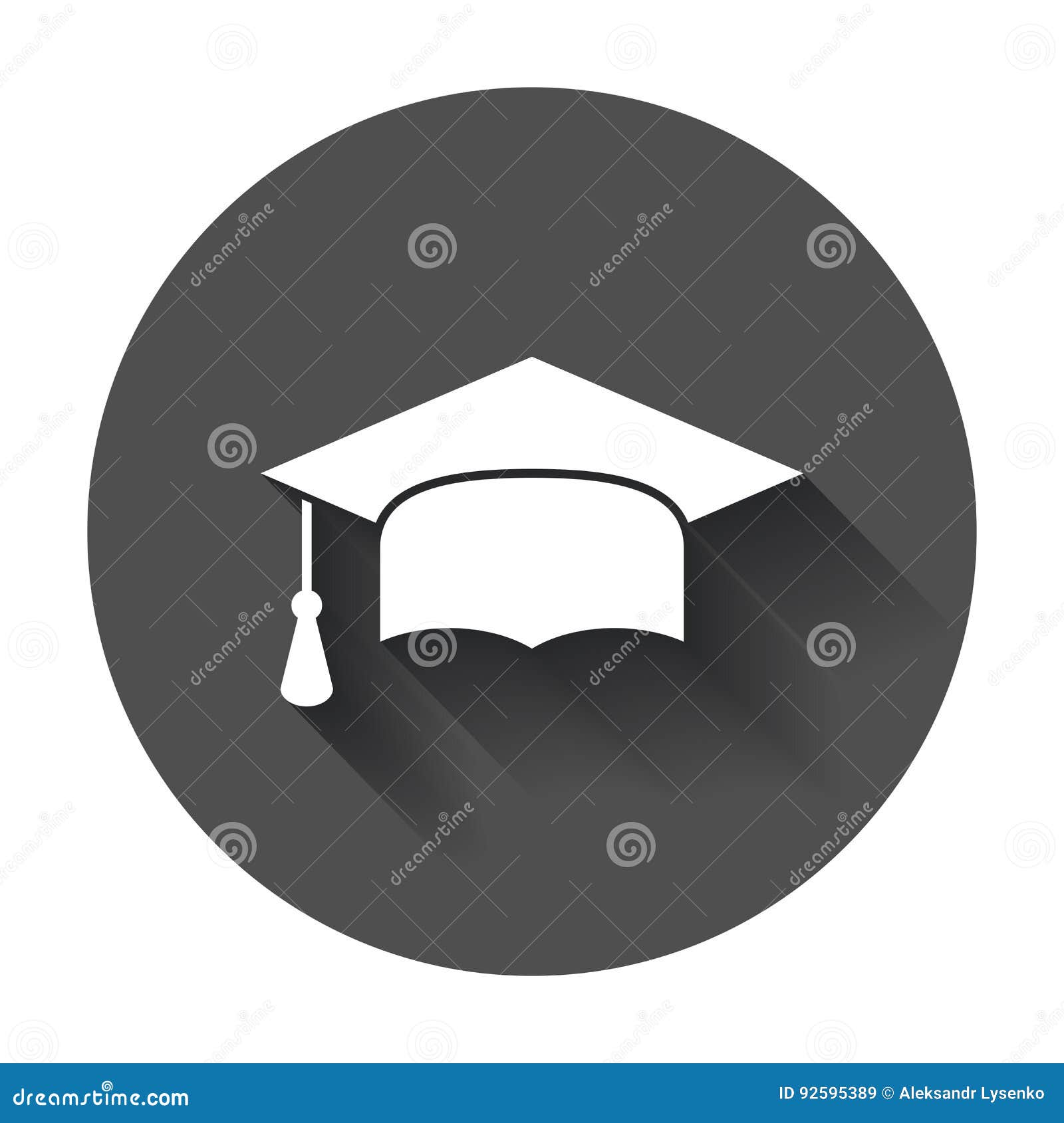 Graduation Cap Flat Design Icon. Stock Vector - Illustration of shadow ...