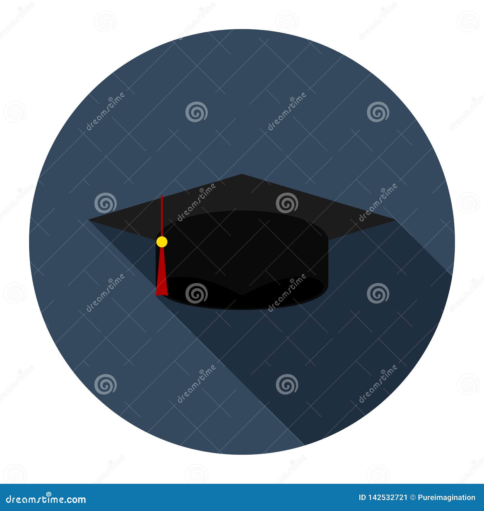 Graduation Cap Flat Icon on Blue Background Stock Vector - Illustration ...