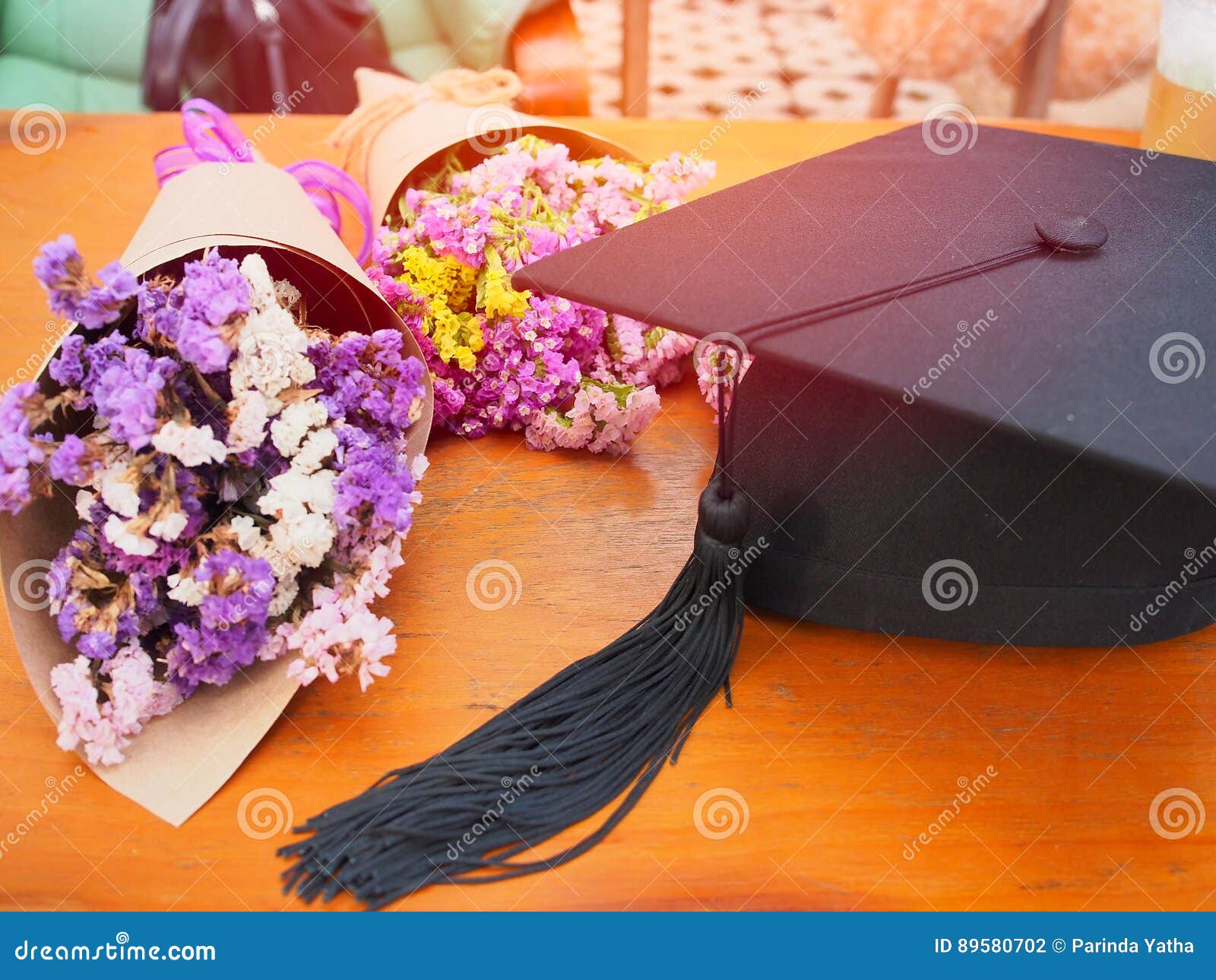 Graduation cap stock photo. Image of floral, outdoor - 89580702