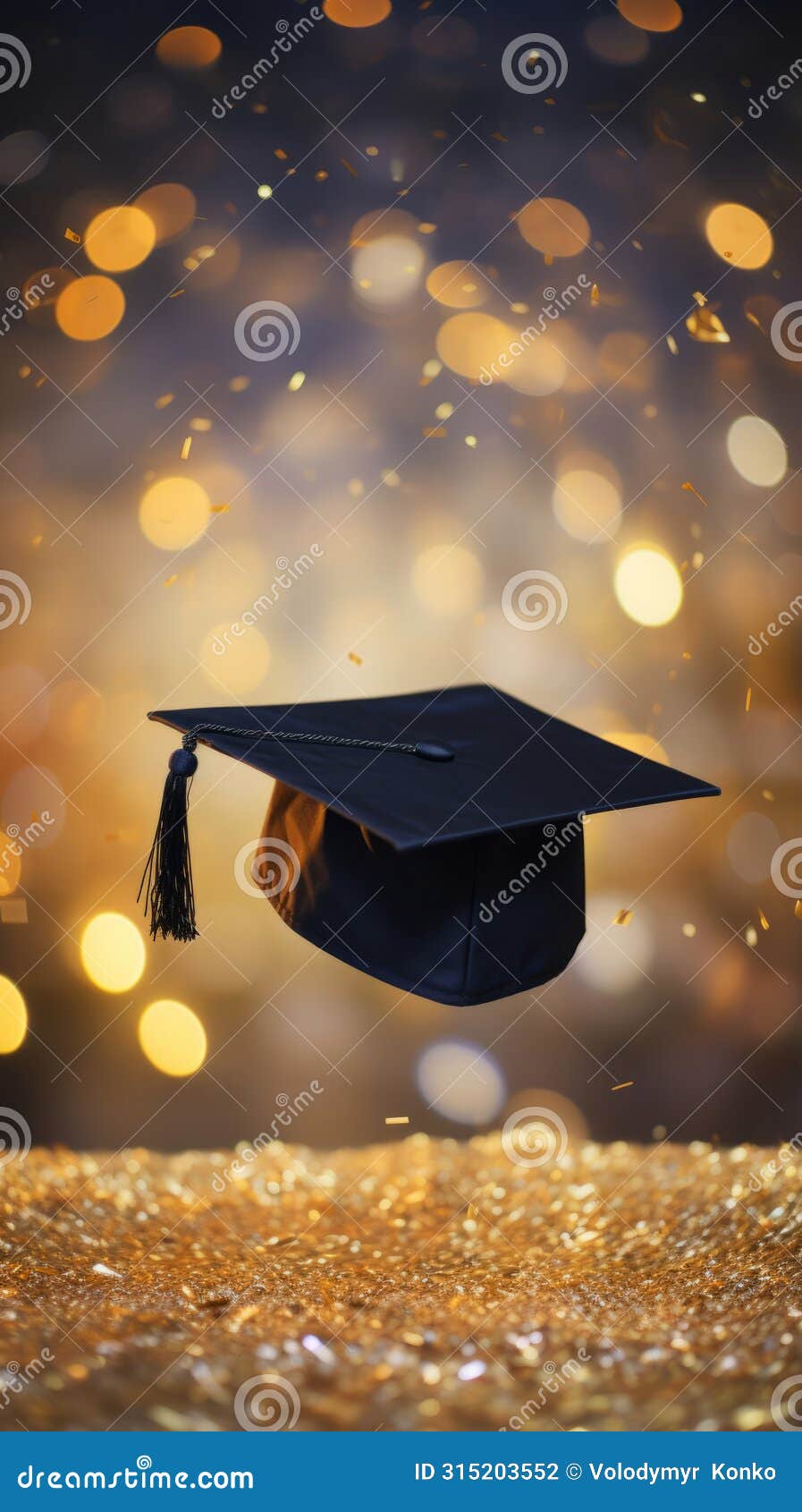 A Graduation Cap Flying through the Air Stock Photo - Image of student ...