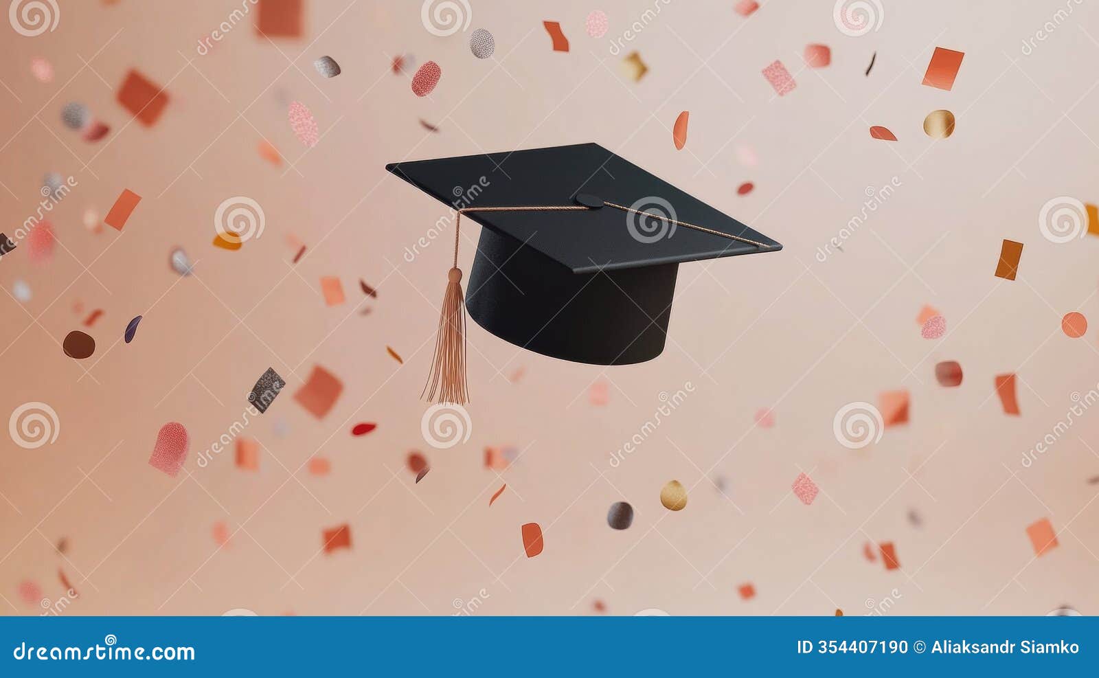 A Graduation Cap is Flying through the Air Stock Illustration ...