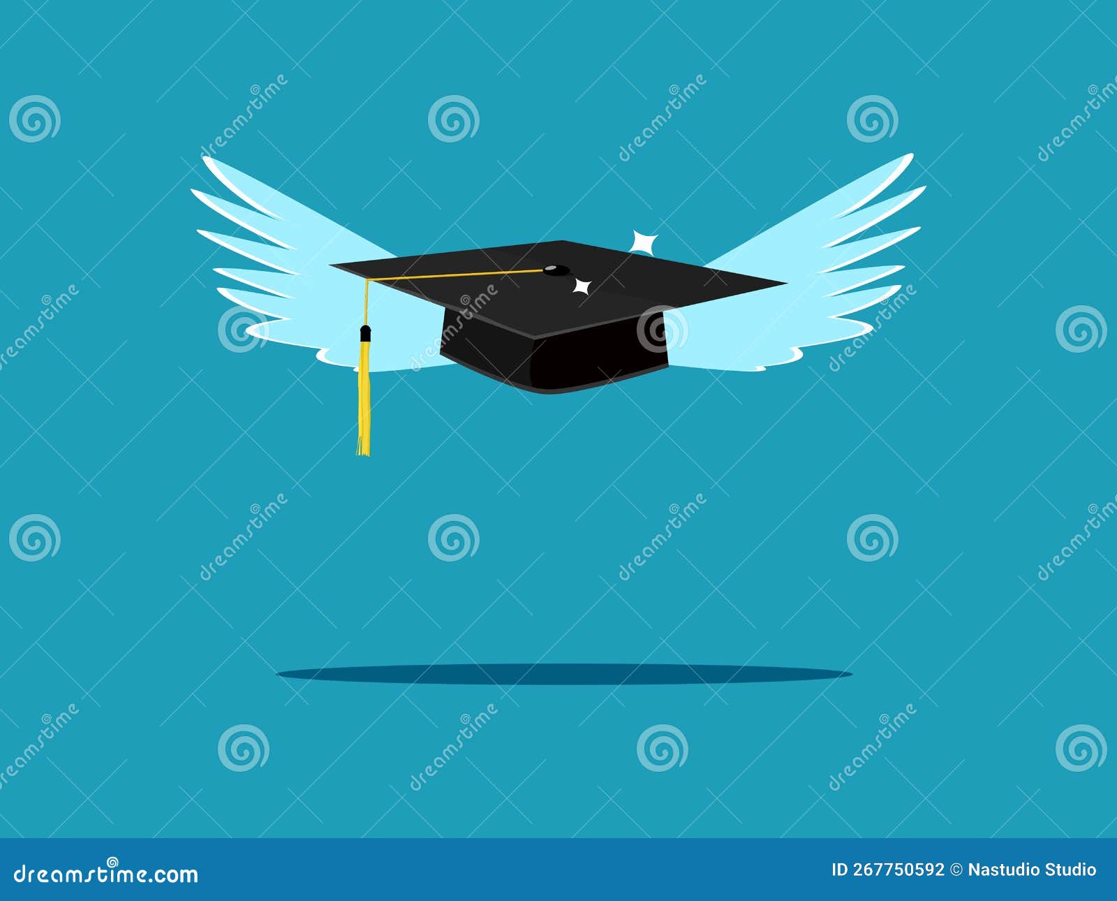 Graduation Cap With Flying Wings. Learning At A Higher Level. Vector ...