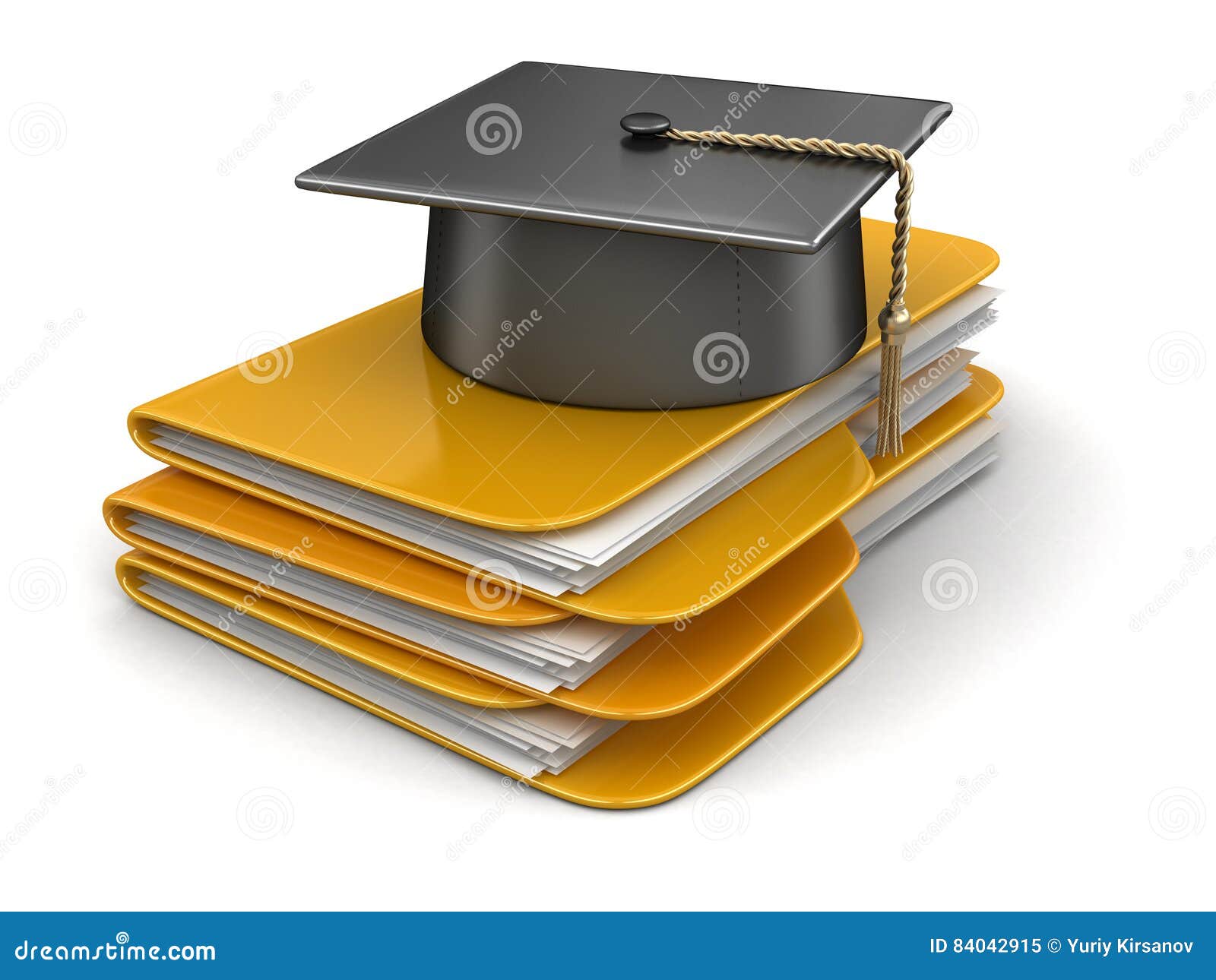 Graduation cap on Folders stock illustration. Illustration of folder ...