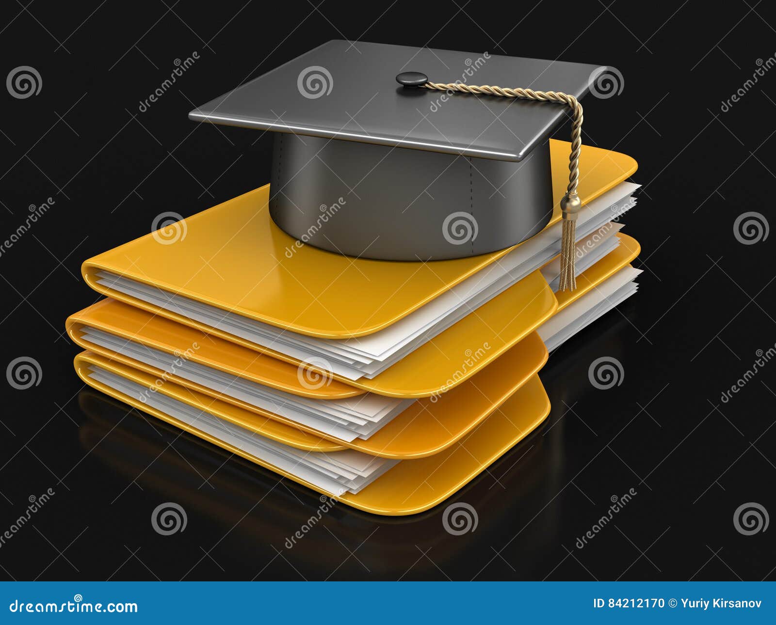 Graduation cap on Folders stock illustration. Illustration of college ...