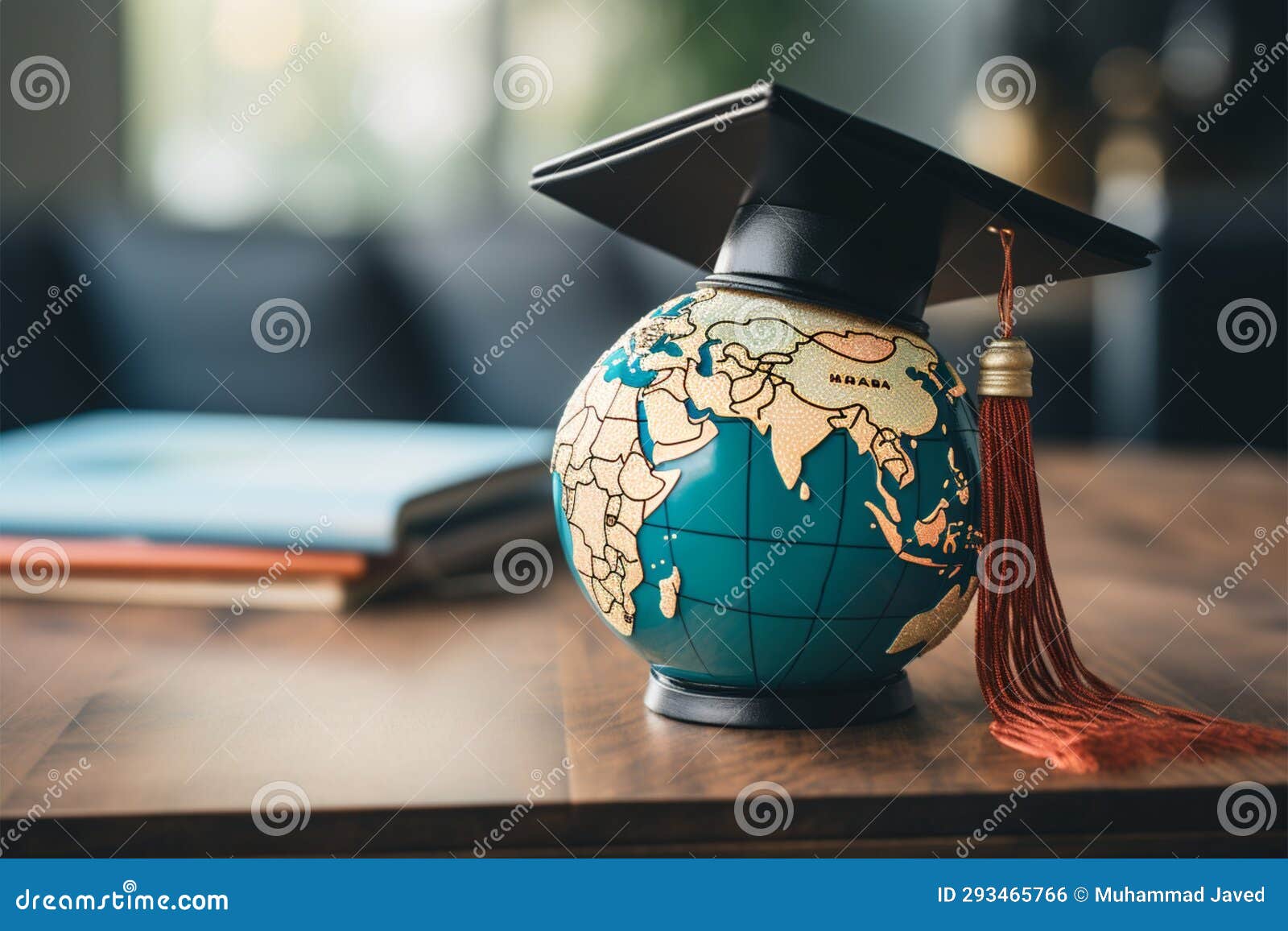 Graduation Cap with Globe Emblem of Global Education, Study Abroad ...