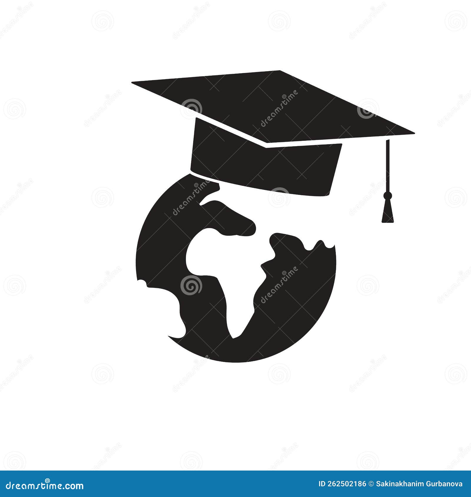 Graduation Cap on Globe Icon Illustration Stock Illustration ...