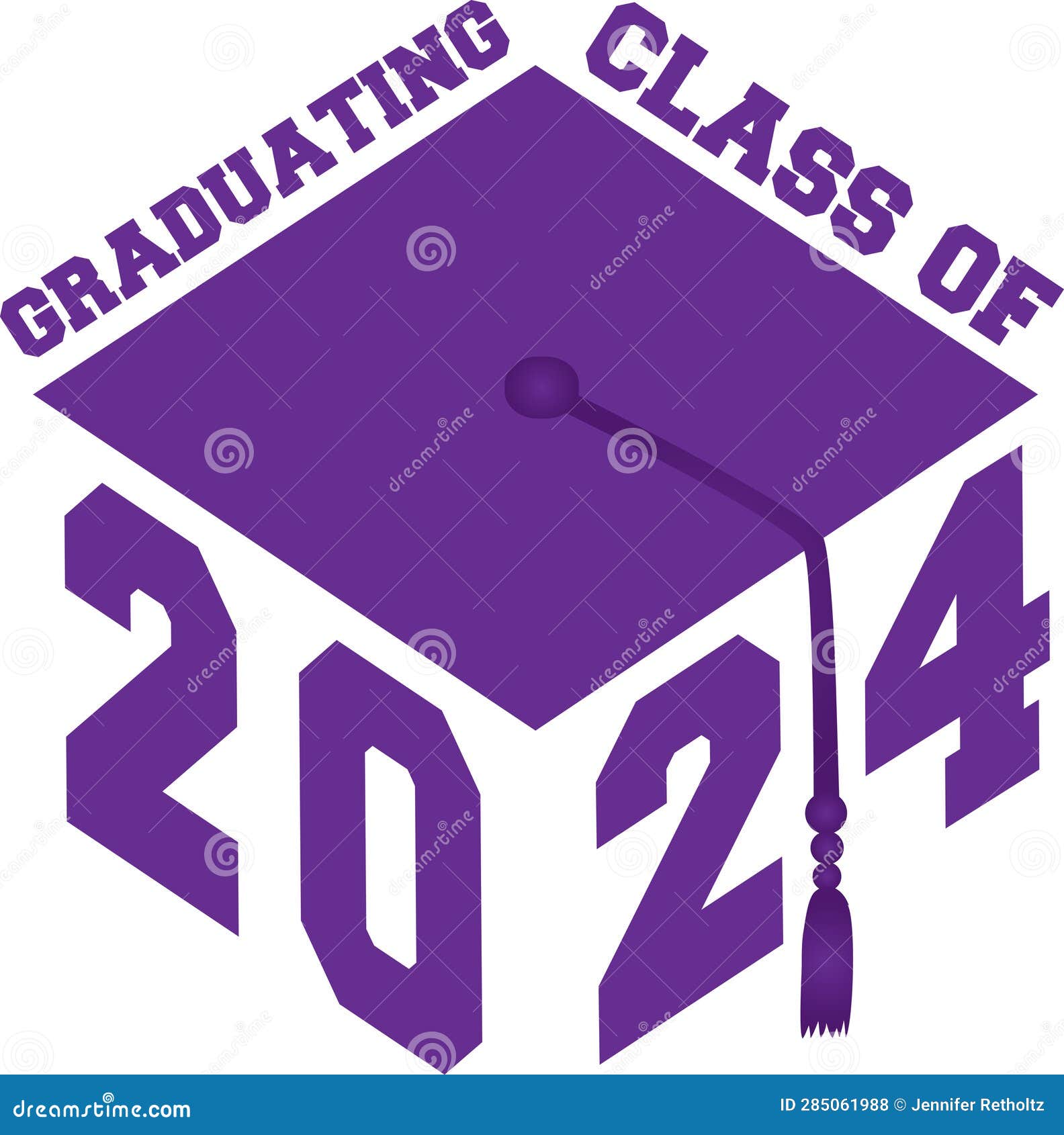 Graduation Cap Graphic 2024 Purple Stock Illustration - Illustration of ...