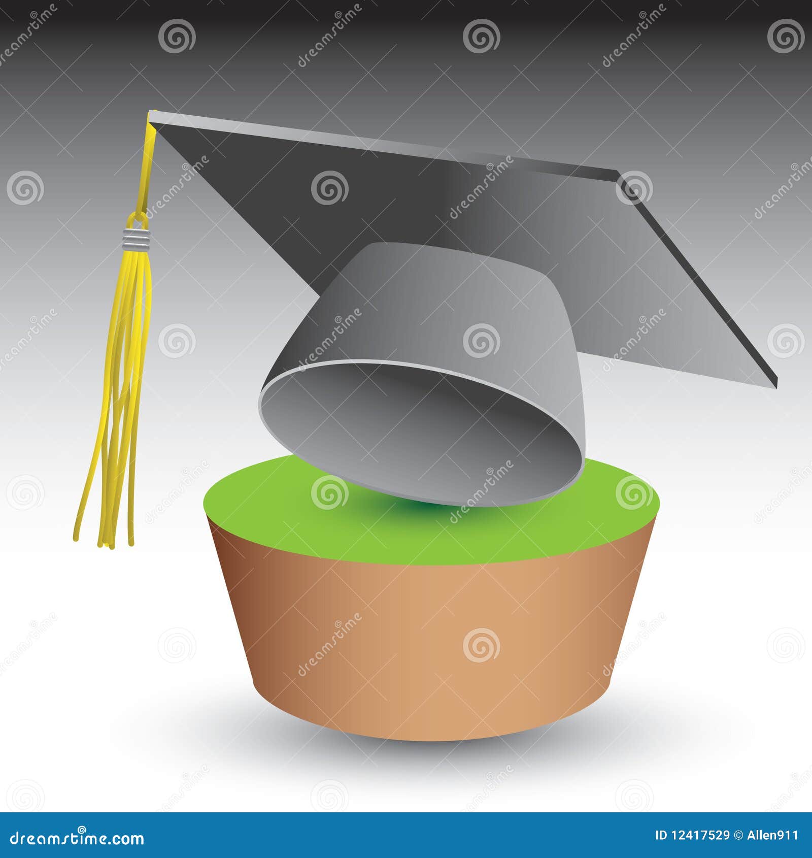 Graduation Cap on Green Patch Stock Vector - Illustration of concepts ...