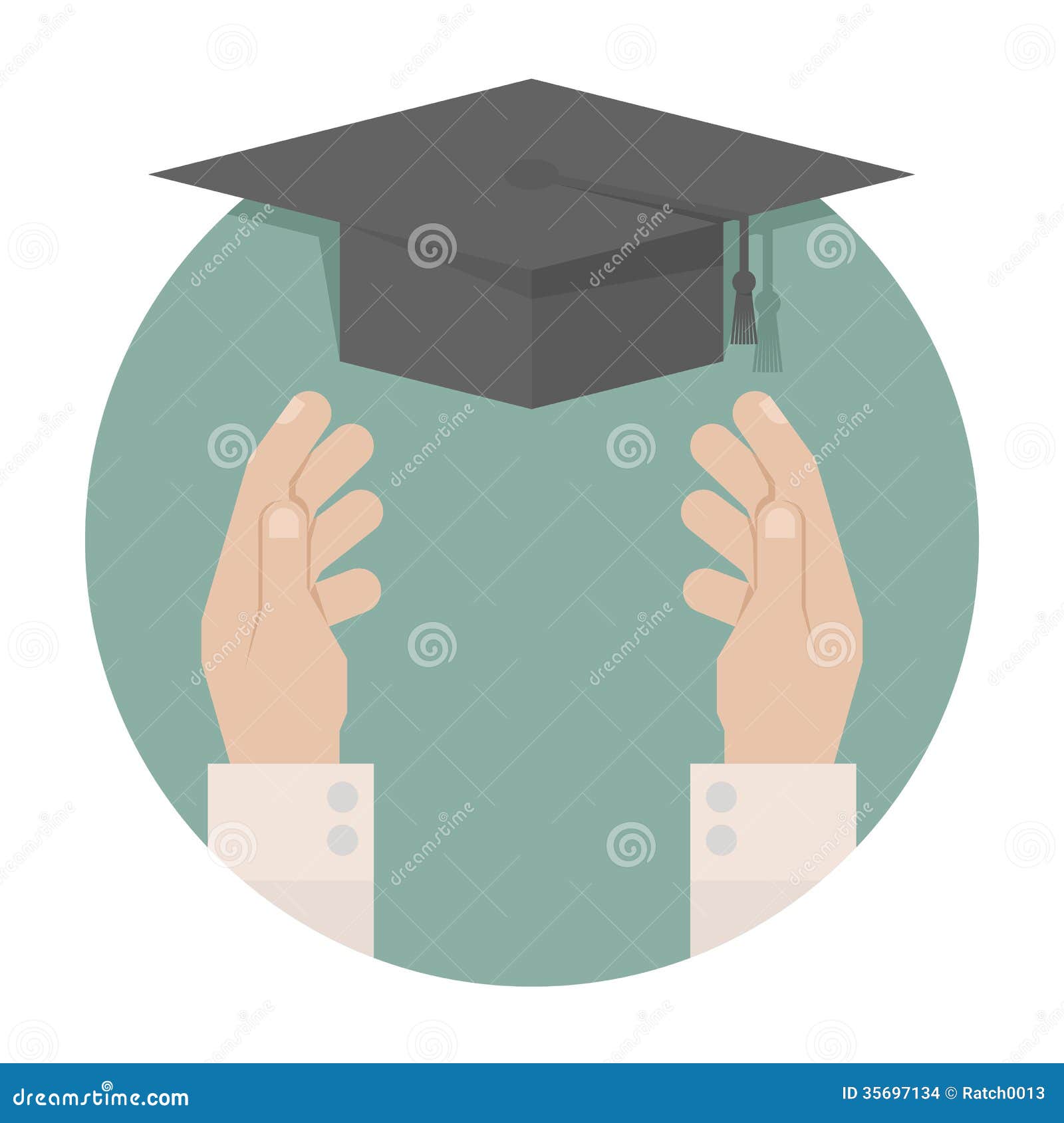 Graduation cap in hand stock vector. Illustration of celebration - 35697134