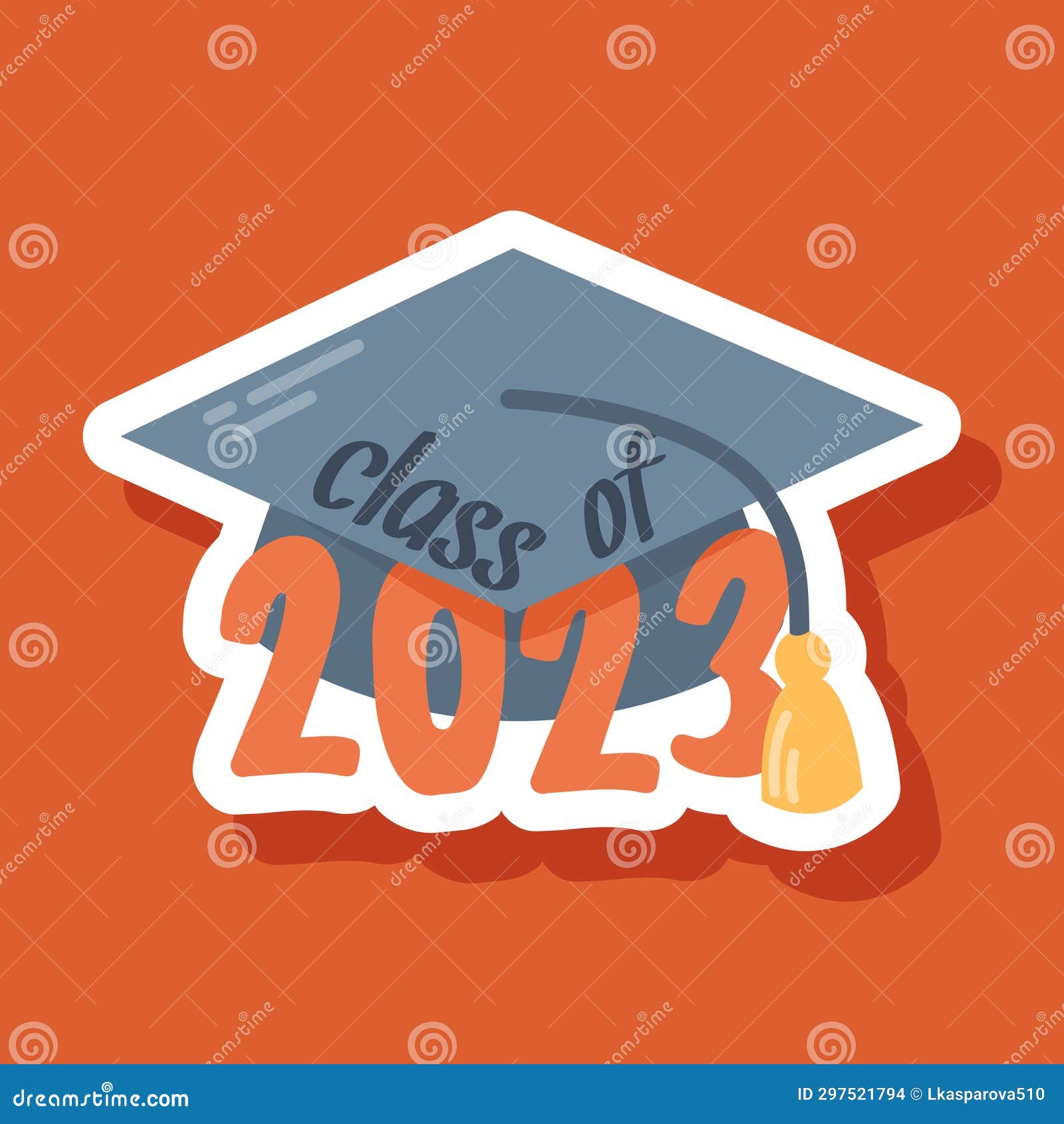 Graduation Cap Sticker Vector Illustration | CartoonDealer.com #255456964