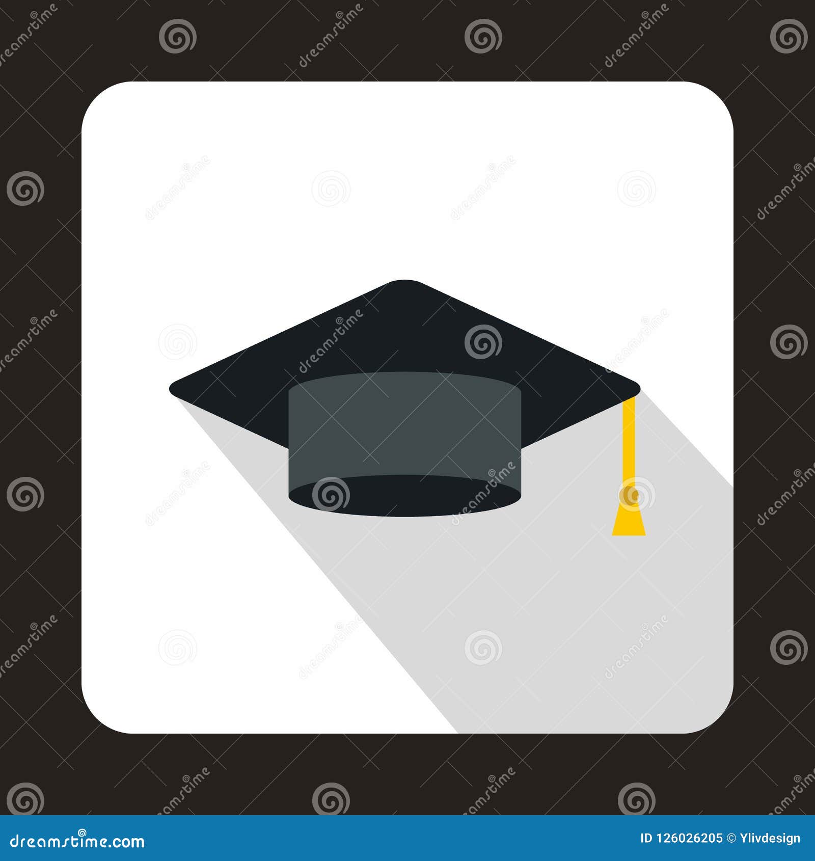 Graduation Cap Icon, Flat Style Stock Illustration - Illustration of ...