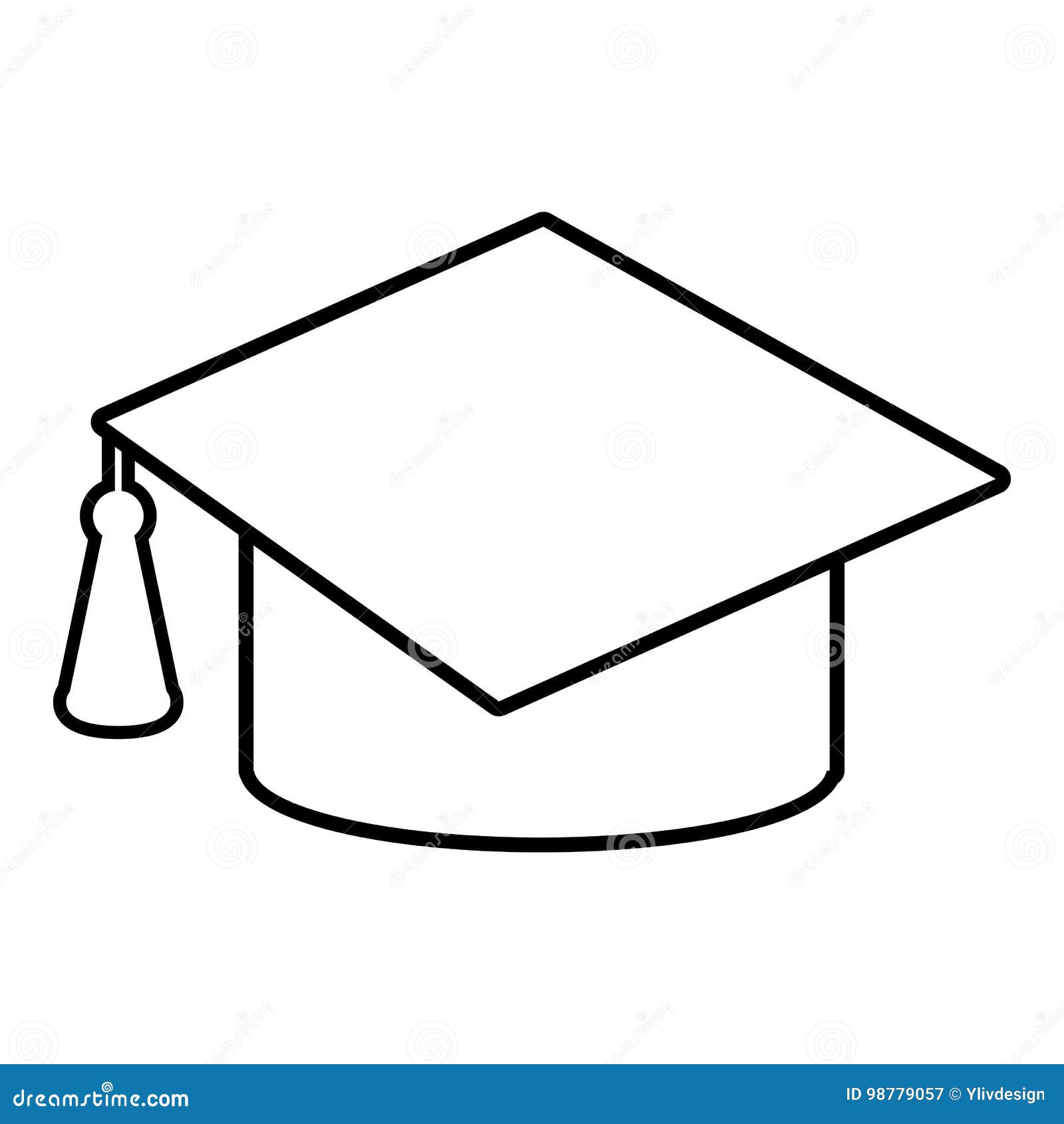 Graduation Cap Icon, Outline Line Style Stock Vector - Illustration of ...