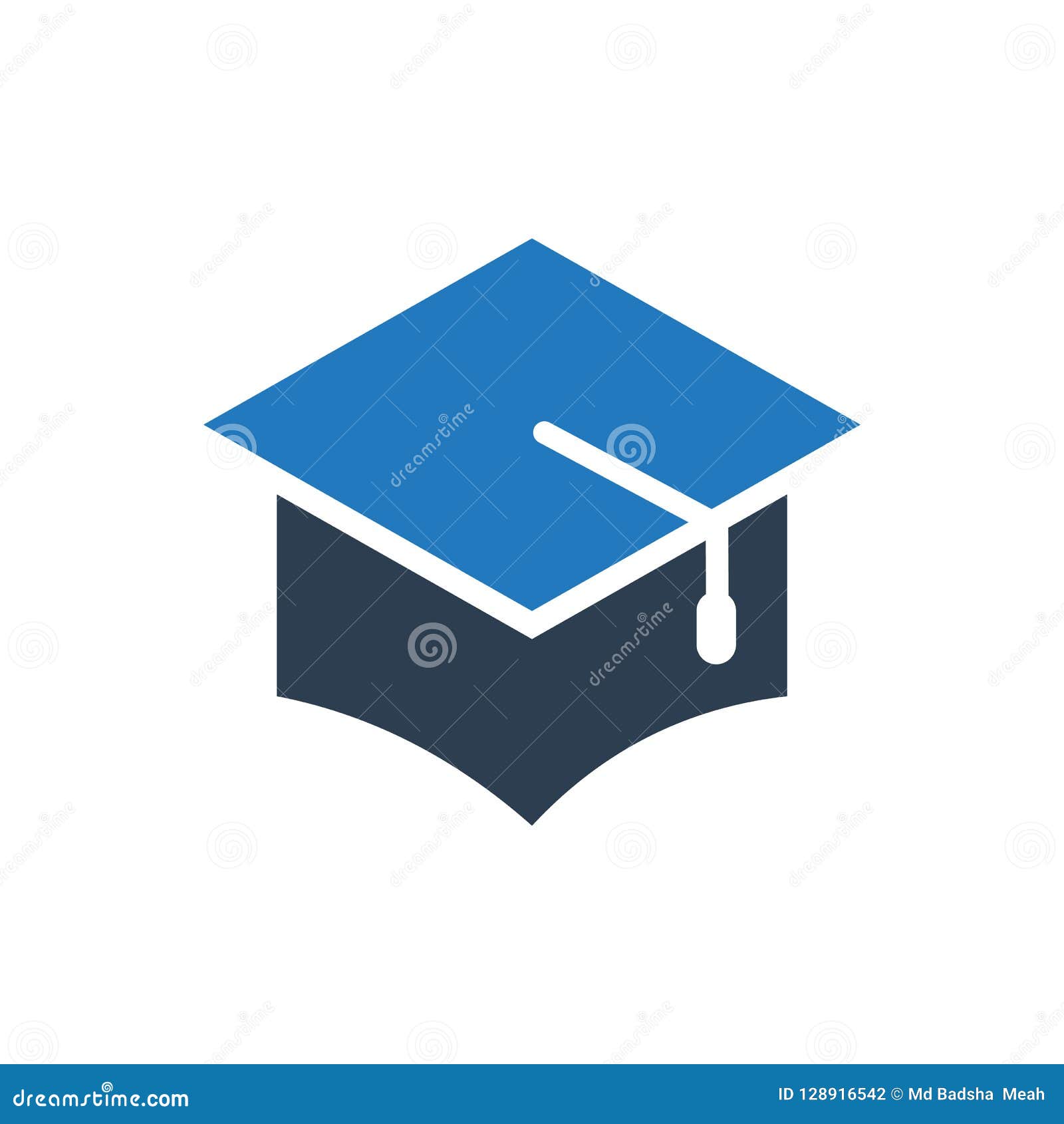 Graduation cap icon stock vector. Illustration of vector - 128916542