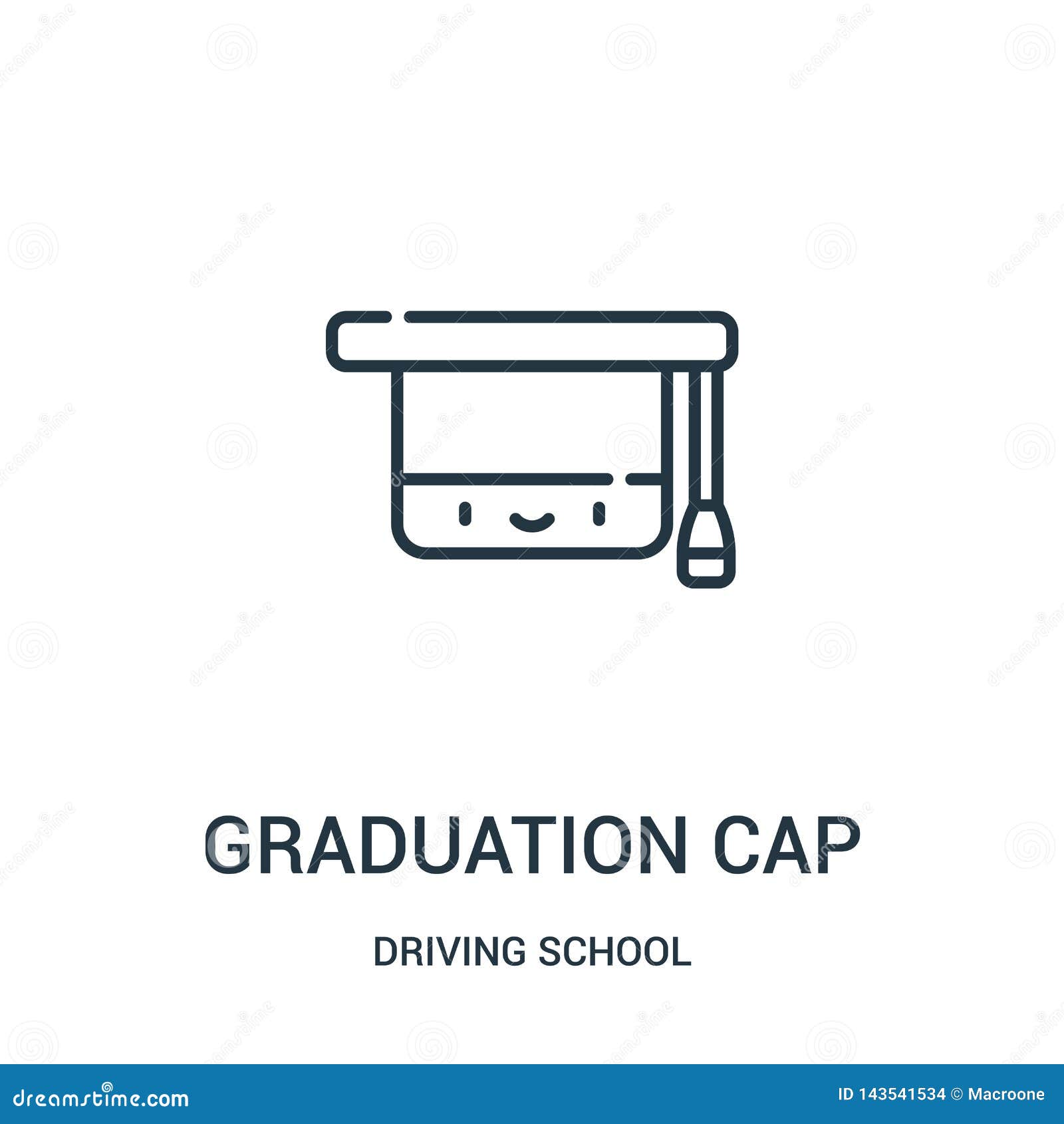 Graduation Cap Icon Vector from Driving School Collection. Thin Line ...