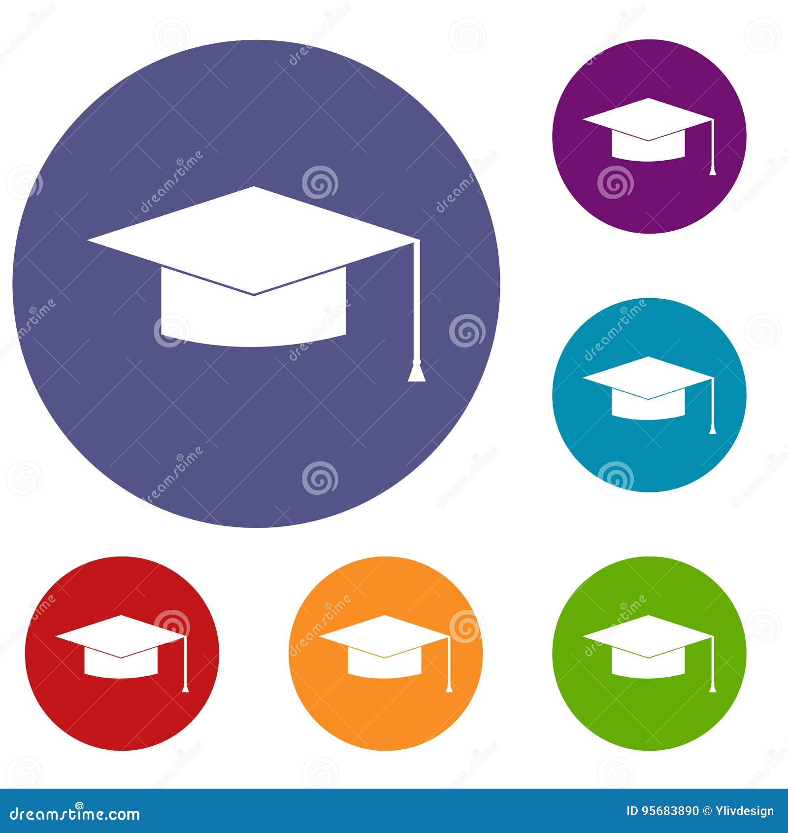 Graduation cap icons set stock vector. Illustration of educational ...