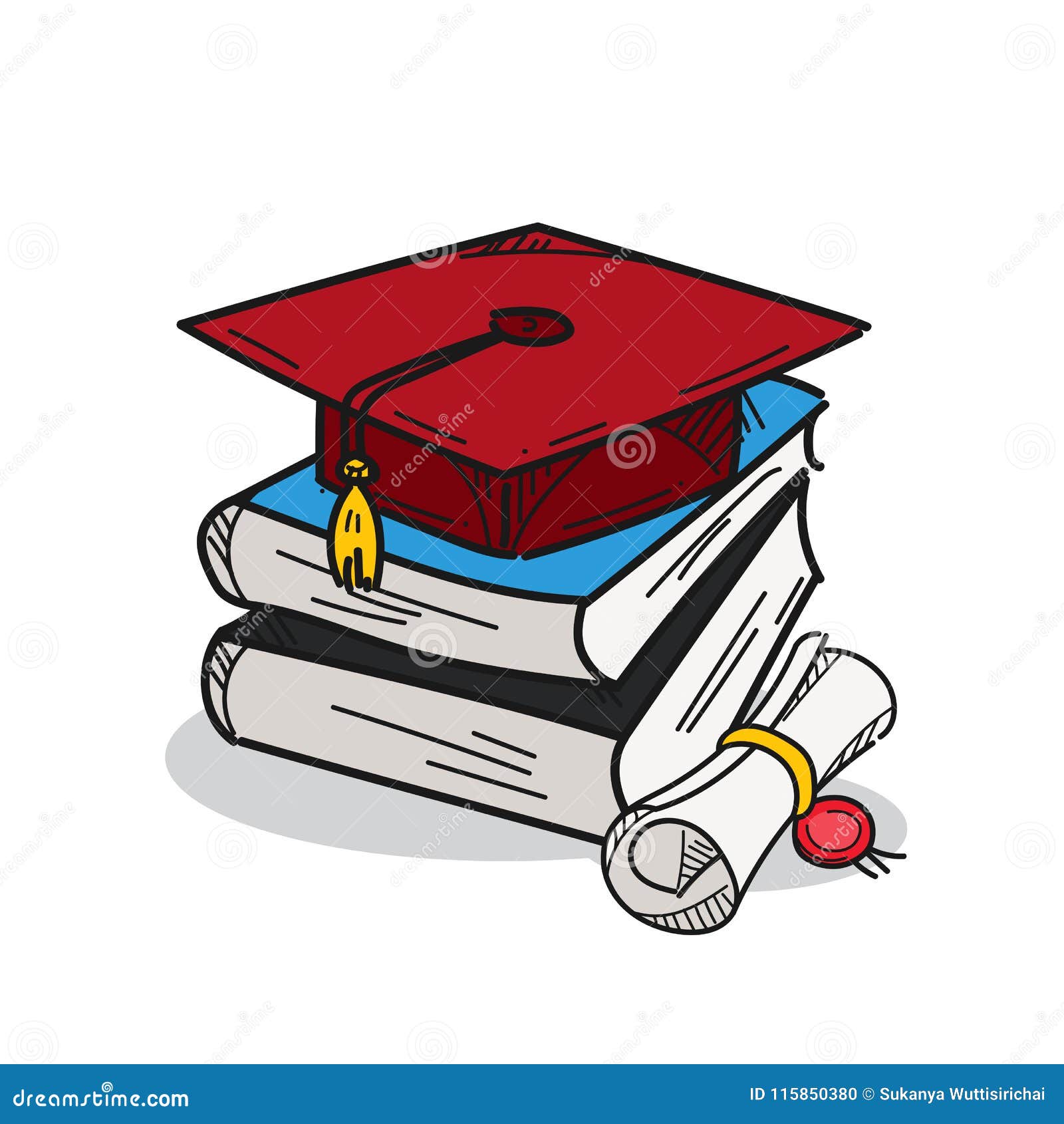 Graduation Cap Illustration on a White Background Stock Illustration ...