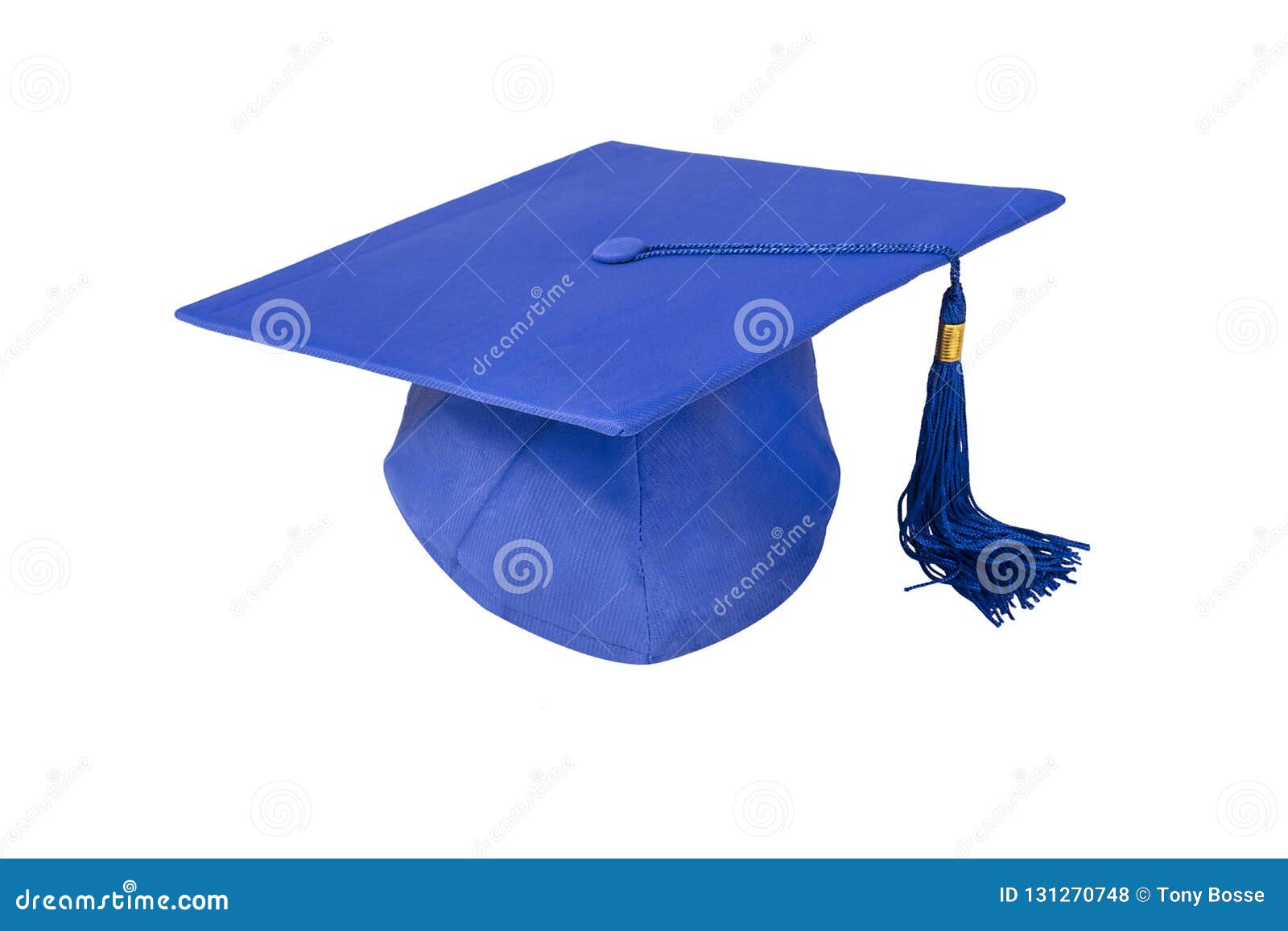 Blue Graduation Caps In The Air