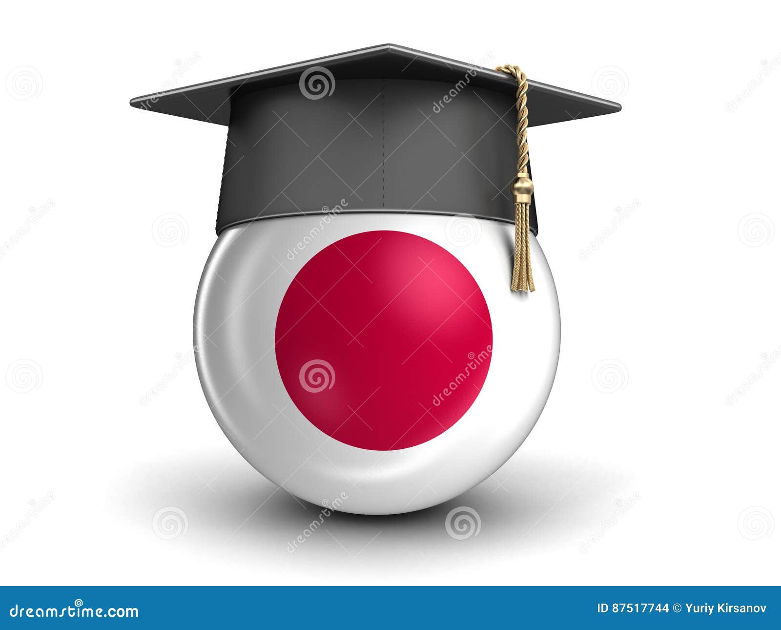 Graduation Cap and Japanese Flag Stock Illustration - Illustration of ...