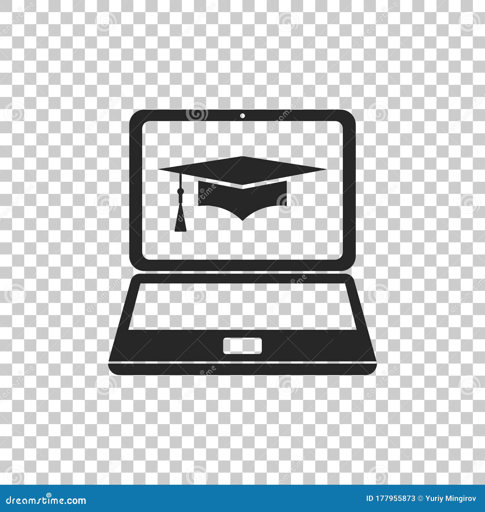 Graduation Cap and Laptop Icon. Online Learning or E-learning Concept ...