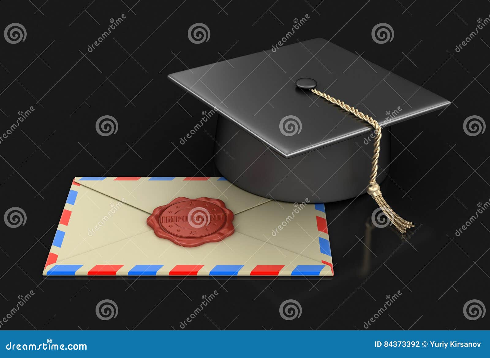 Graduation Cap and Letter with Wax Stamp Stock Illustration ...