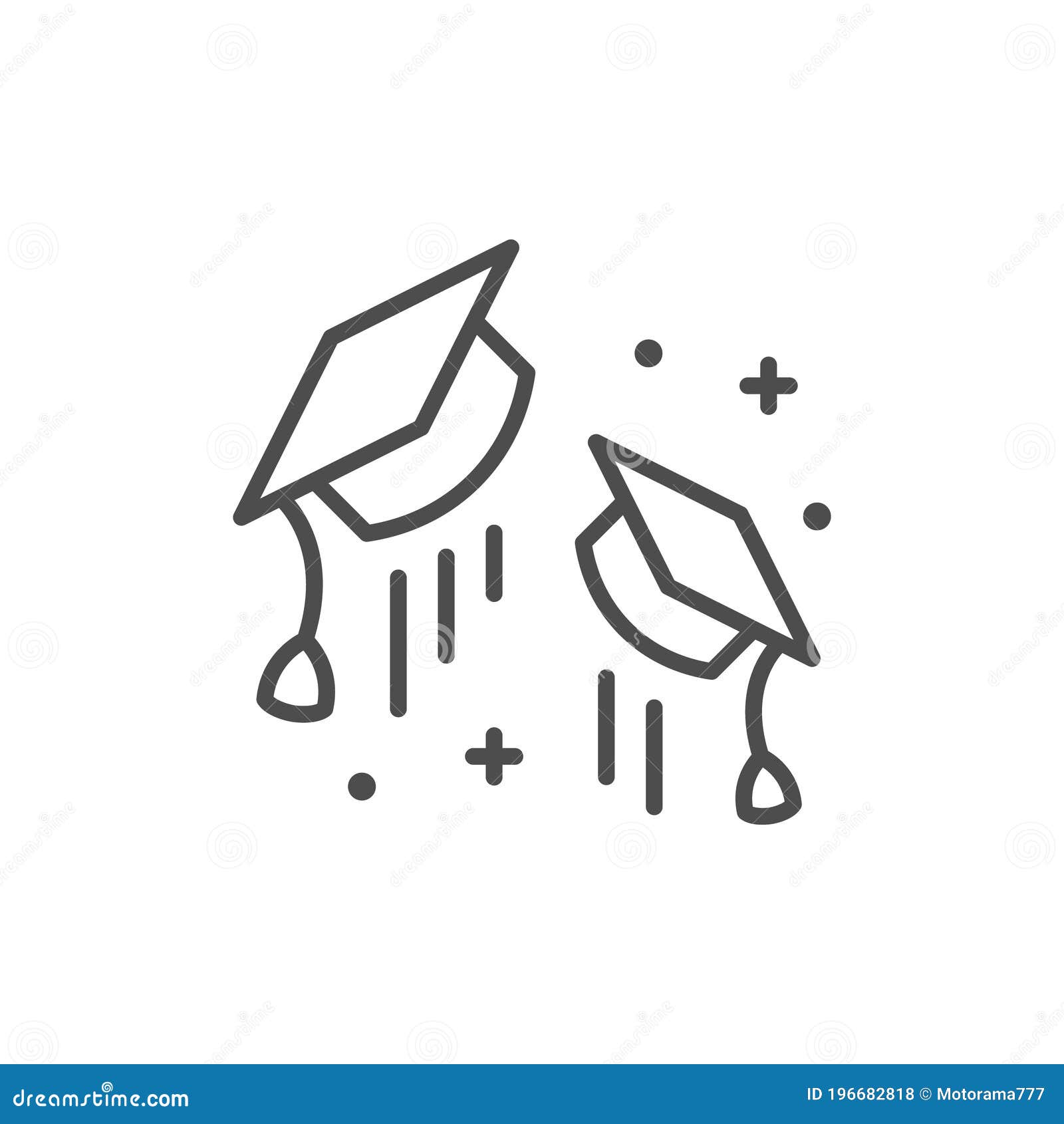 Graduation Cap Line Outline Icon Stock Vector - Illustration of ...