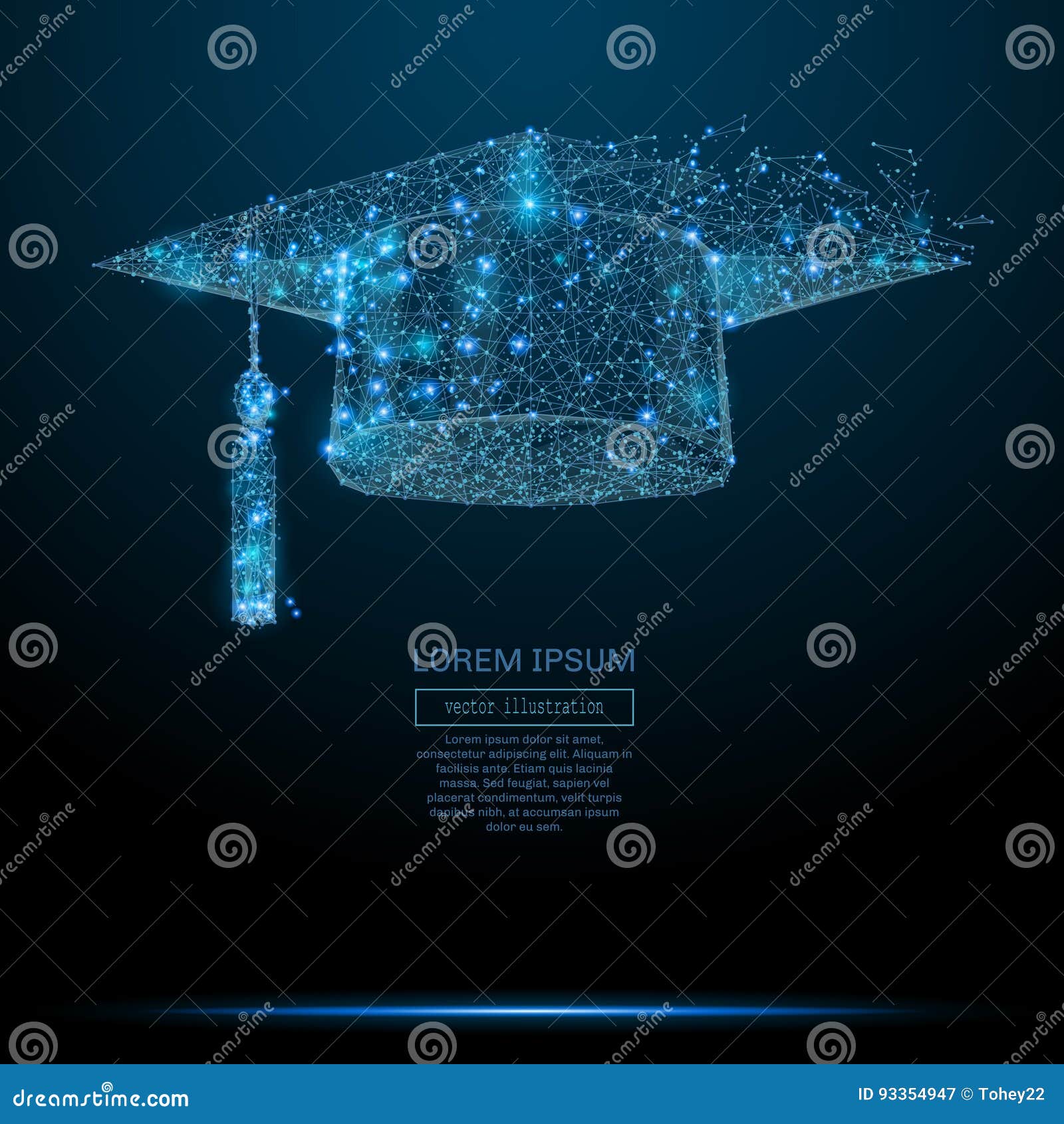 Graduation Cap Low Poly Blue Stock Vector - Illustration of background ...