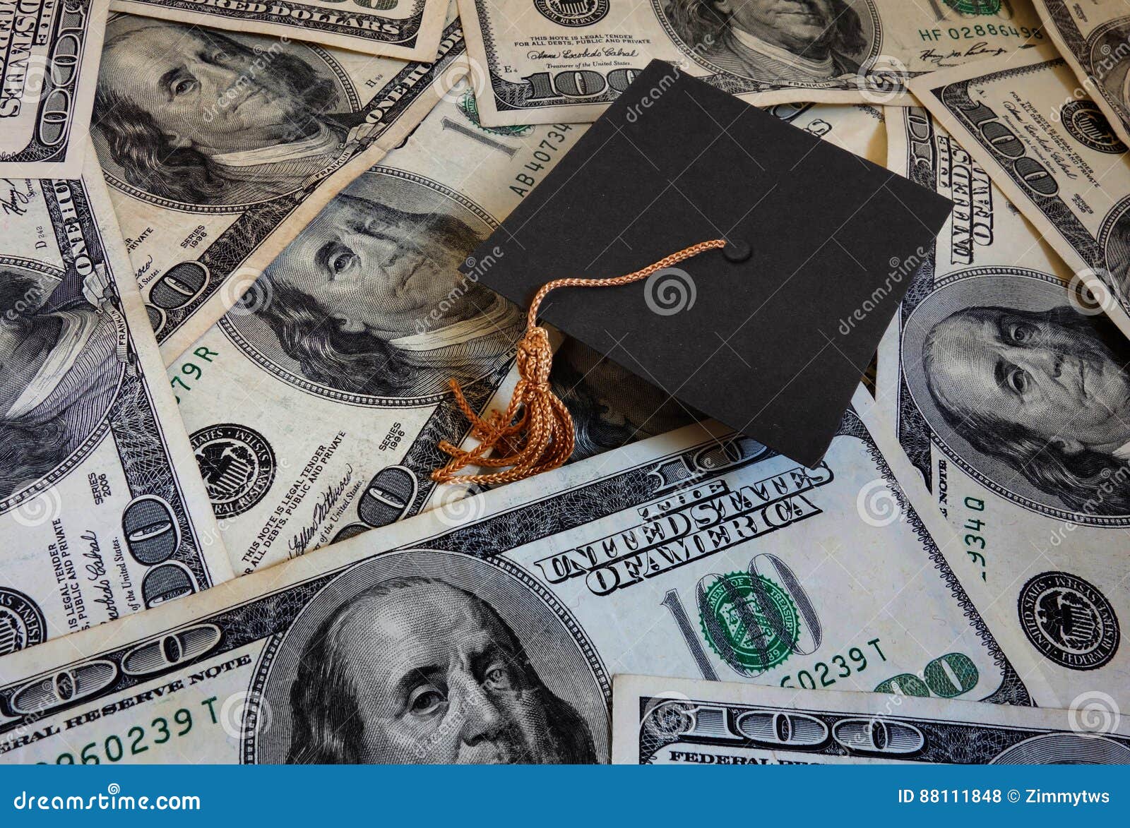 Graduation cap on money stock photo. Image of earn, finance - 88111848