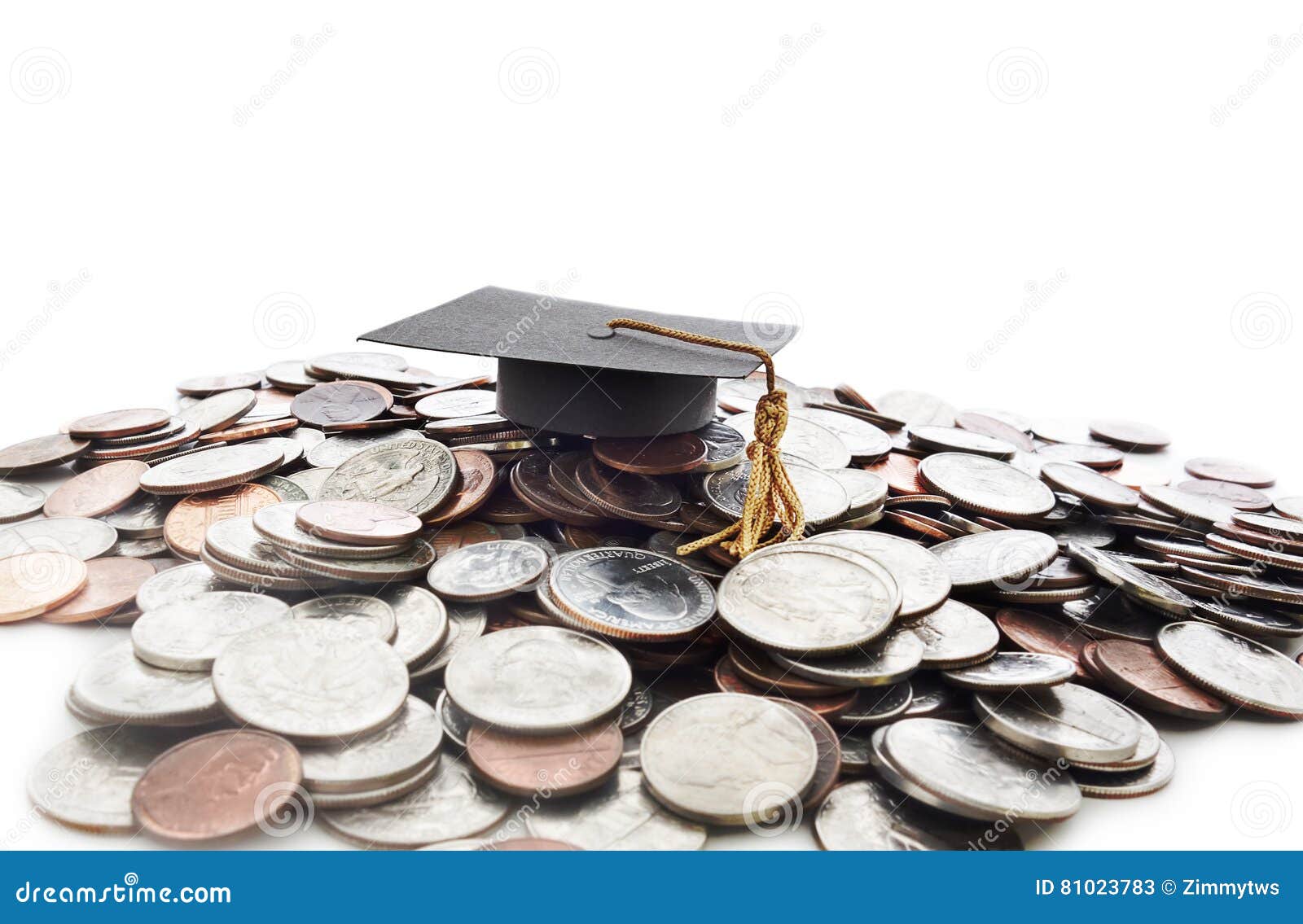 Graduation Cap on Money Pile Stock Image - Image of financial, money ...