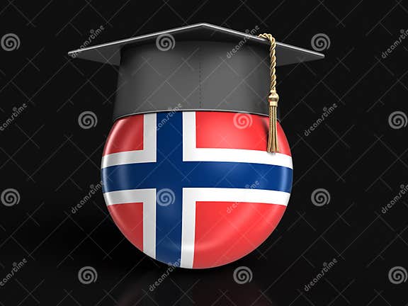Graduation Cap and Norwegian Flag Stock Illustration - Illustration of ...
