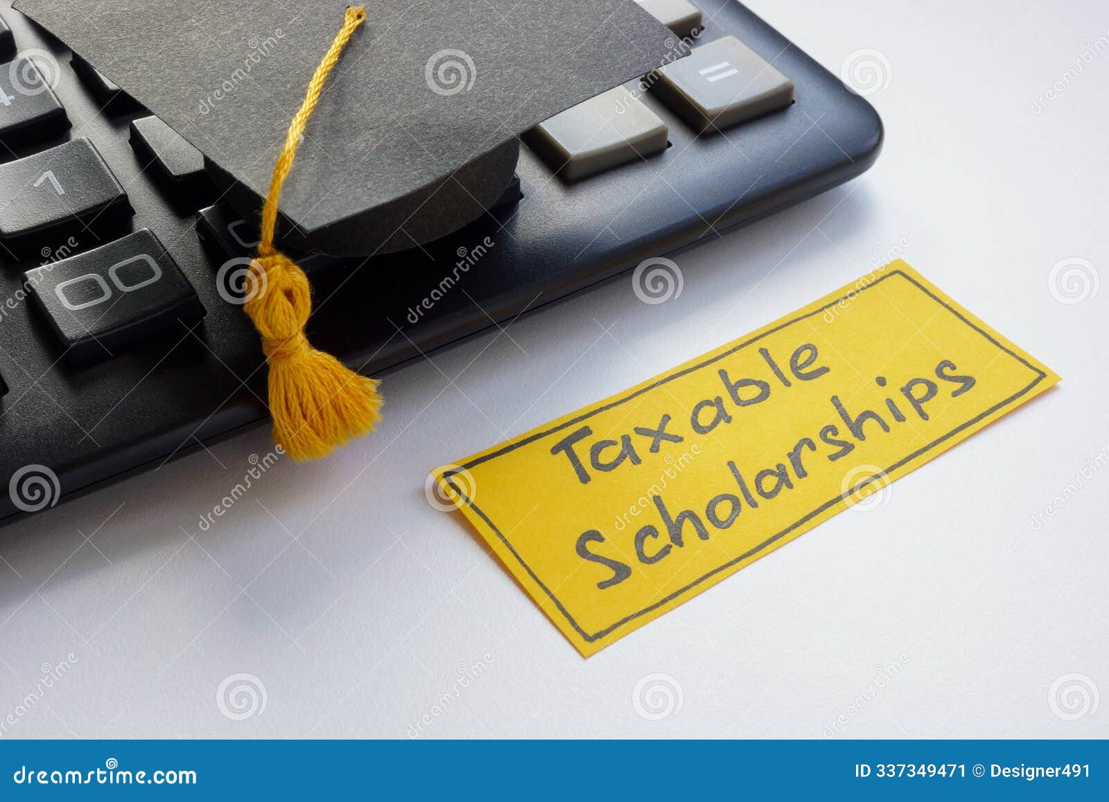 Graduation Cap with a Note about Taxable Scholarships. Stock Image ...
