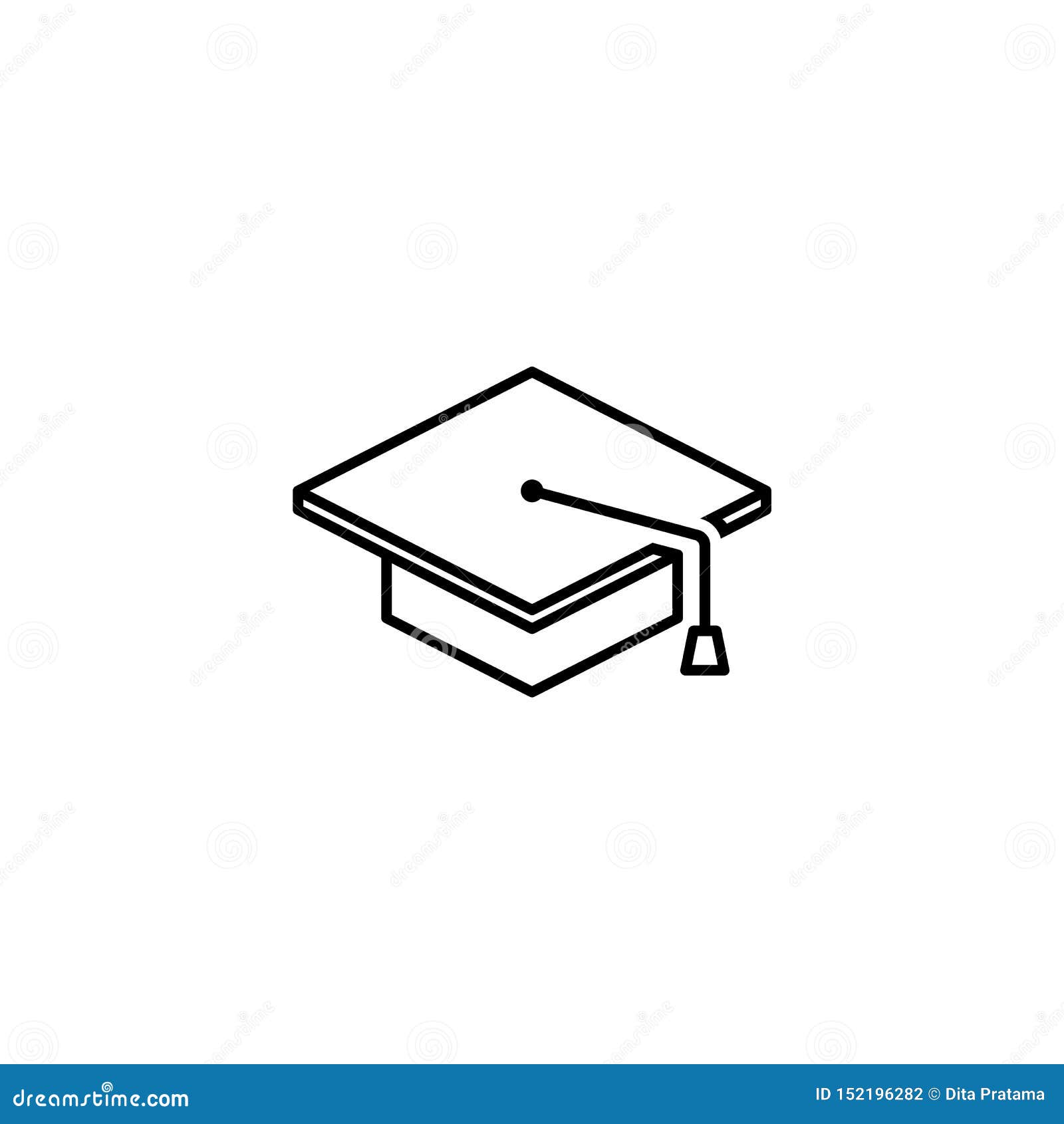 Graduation Cap Outline Icon. Stock Illustration - Illustration of ...