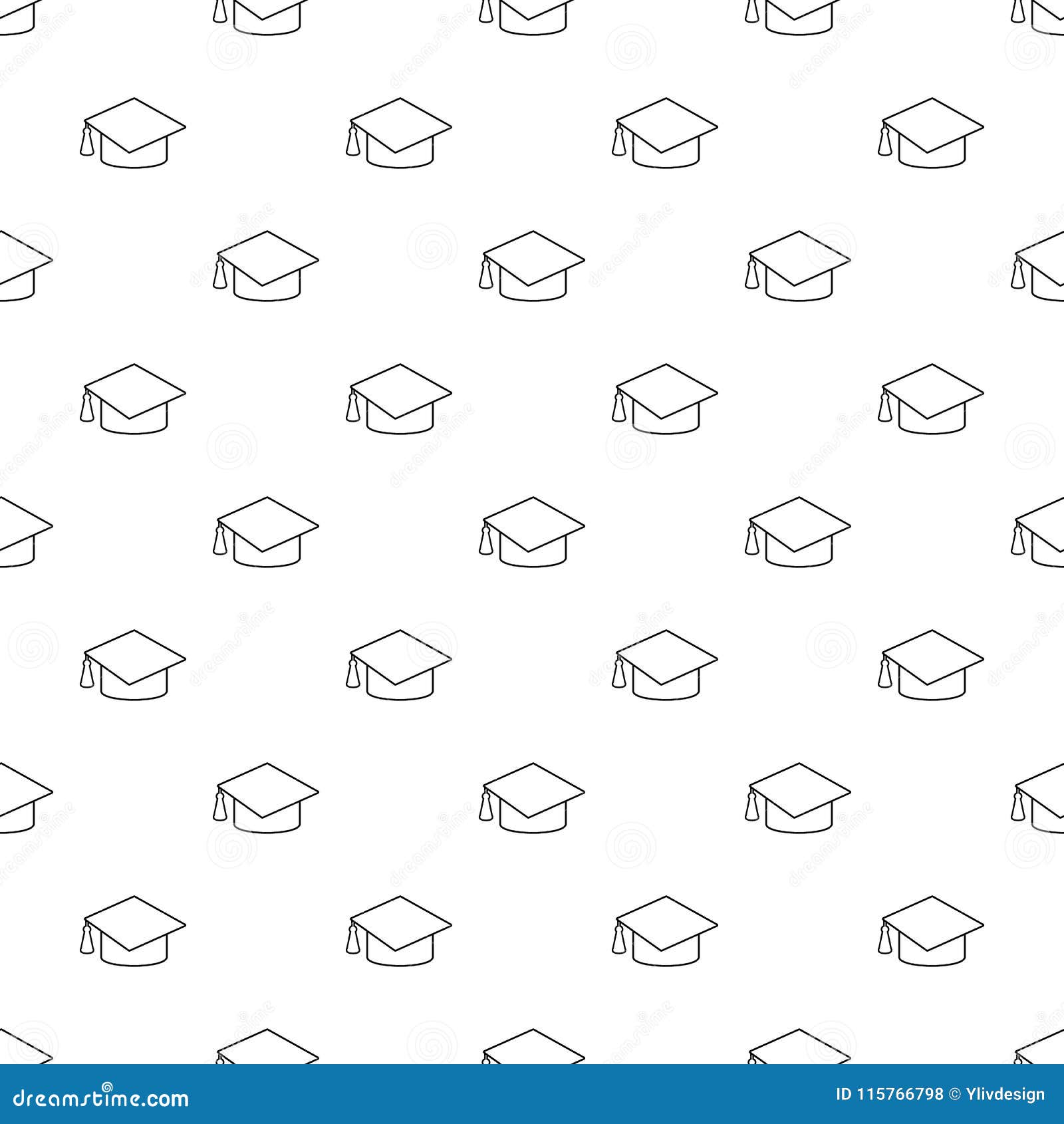 Graduation Cap Pattern Vector Seamless Stock Vector - Illustration of ...