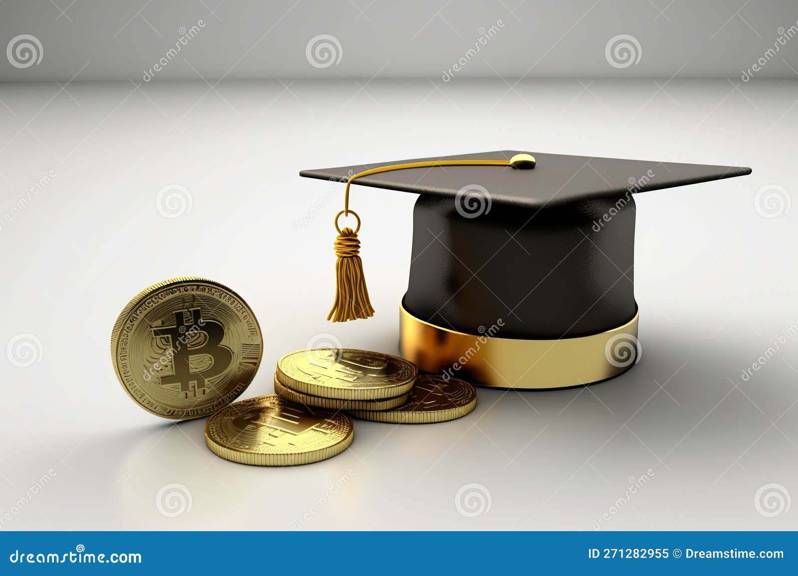 Graduation Cap on a Pile of Coins Stock Illustration - Illustration of ...
