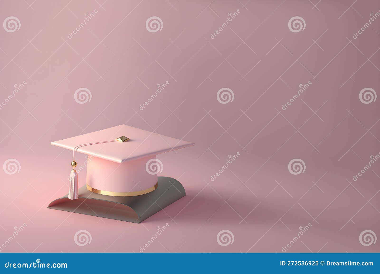 Graduation Cap on a Pink Background with Space for Text. with ...