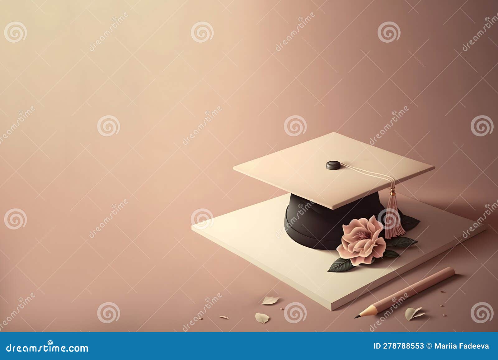 Graduation Cap on a Pink Background with Space for Text. with ...
