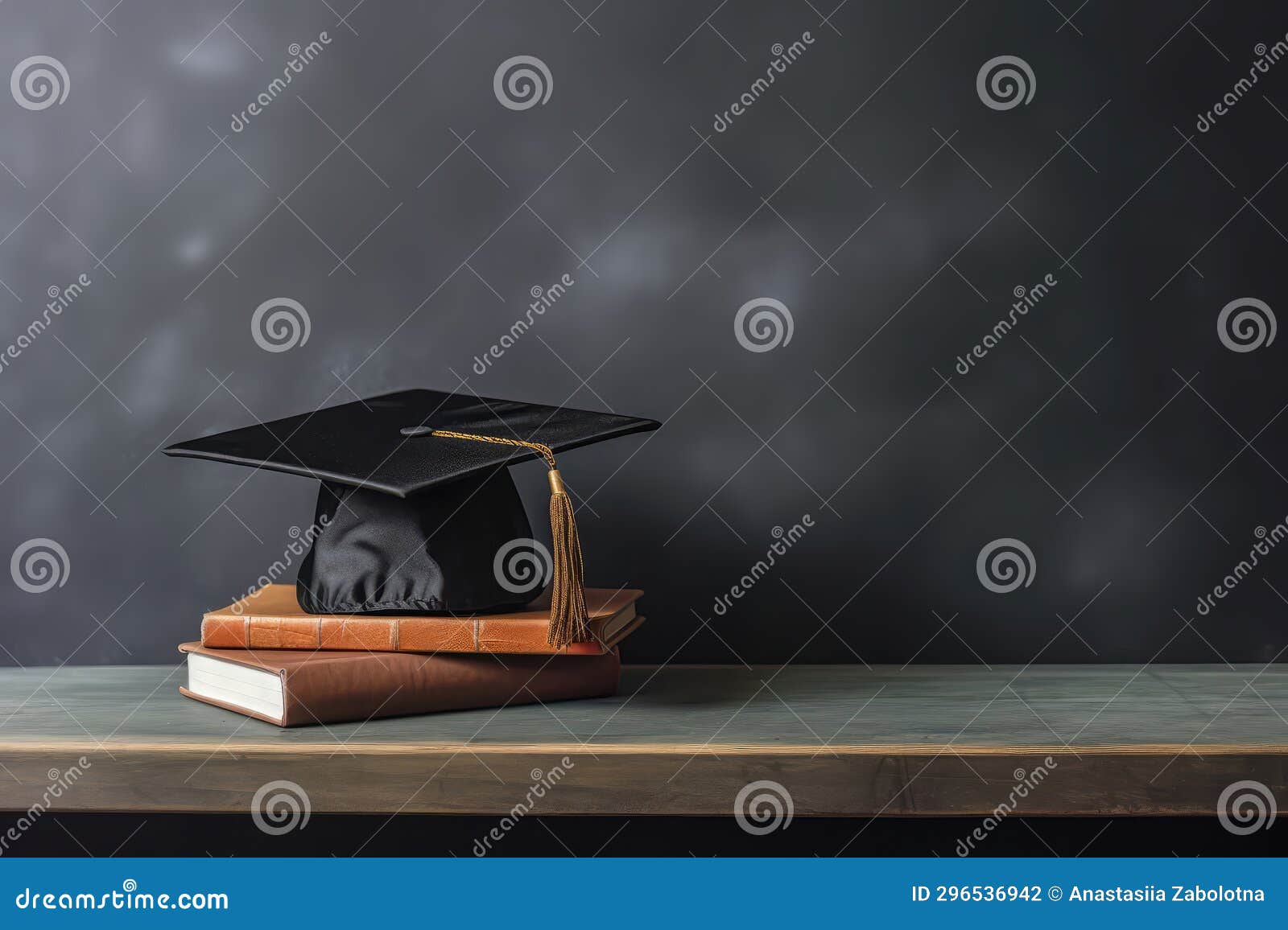 Graduation Cap on Podium Against Chalkboard Backdrop. Generative AI ...