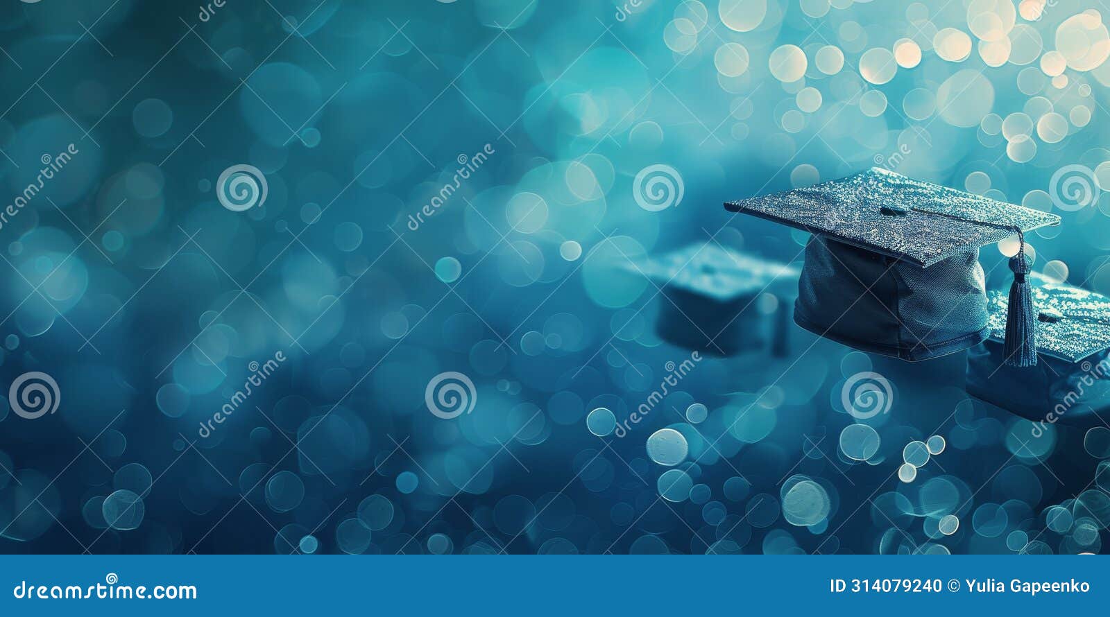 Graduation Cap in the Rain on Blue Background Stock Photo - Image of ...
