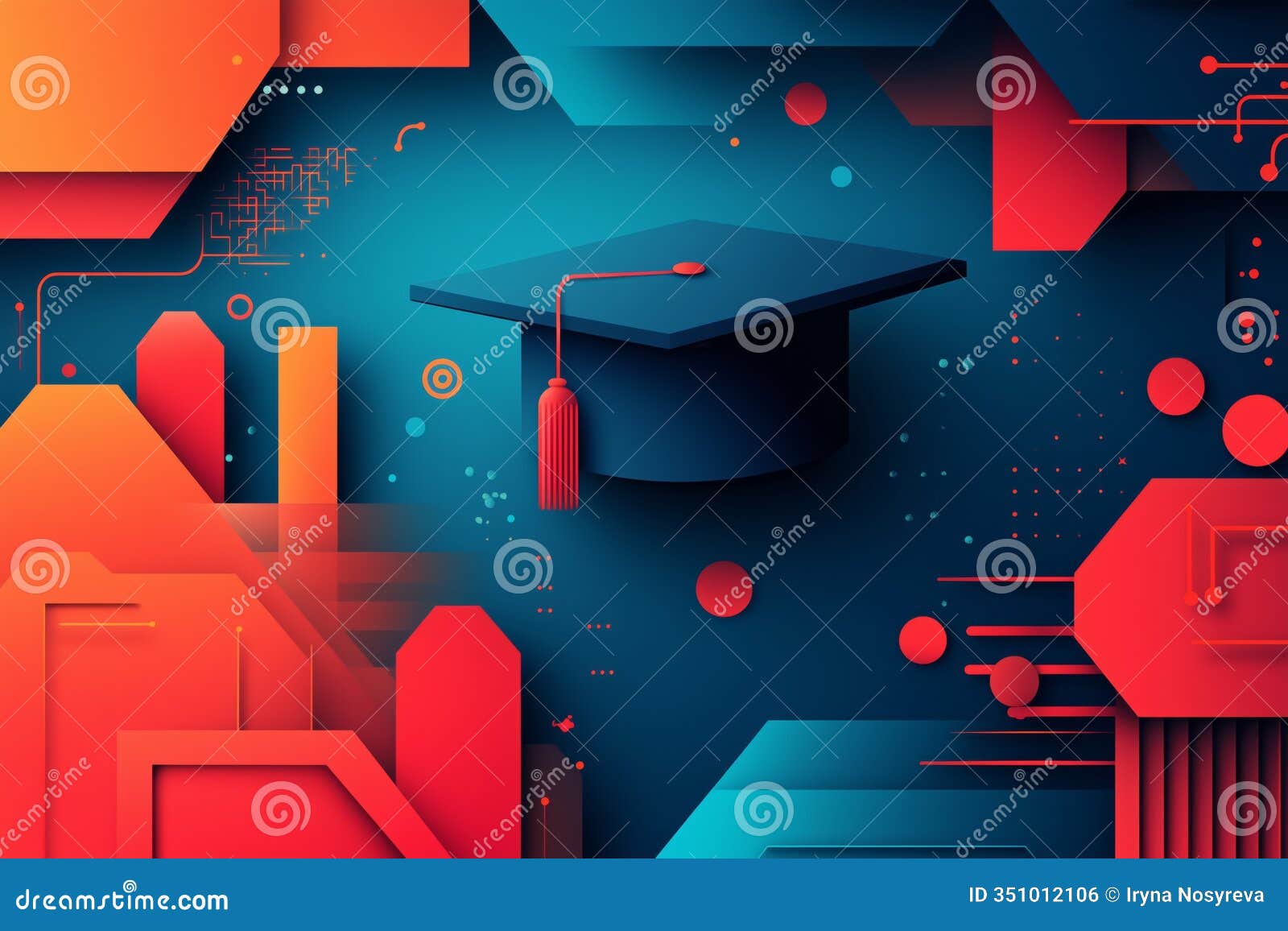 Graduation Cap Representing Online Education in Futuristic Abstract ...