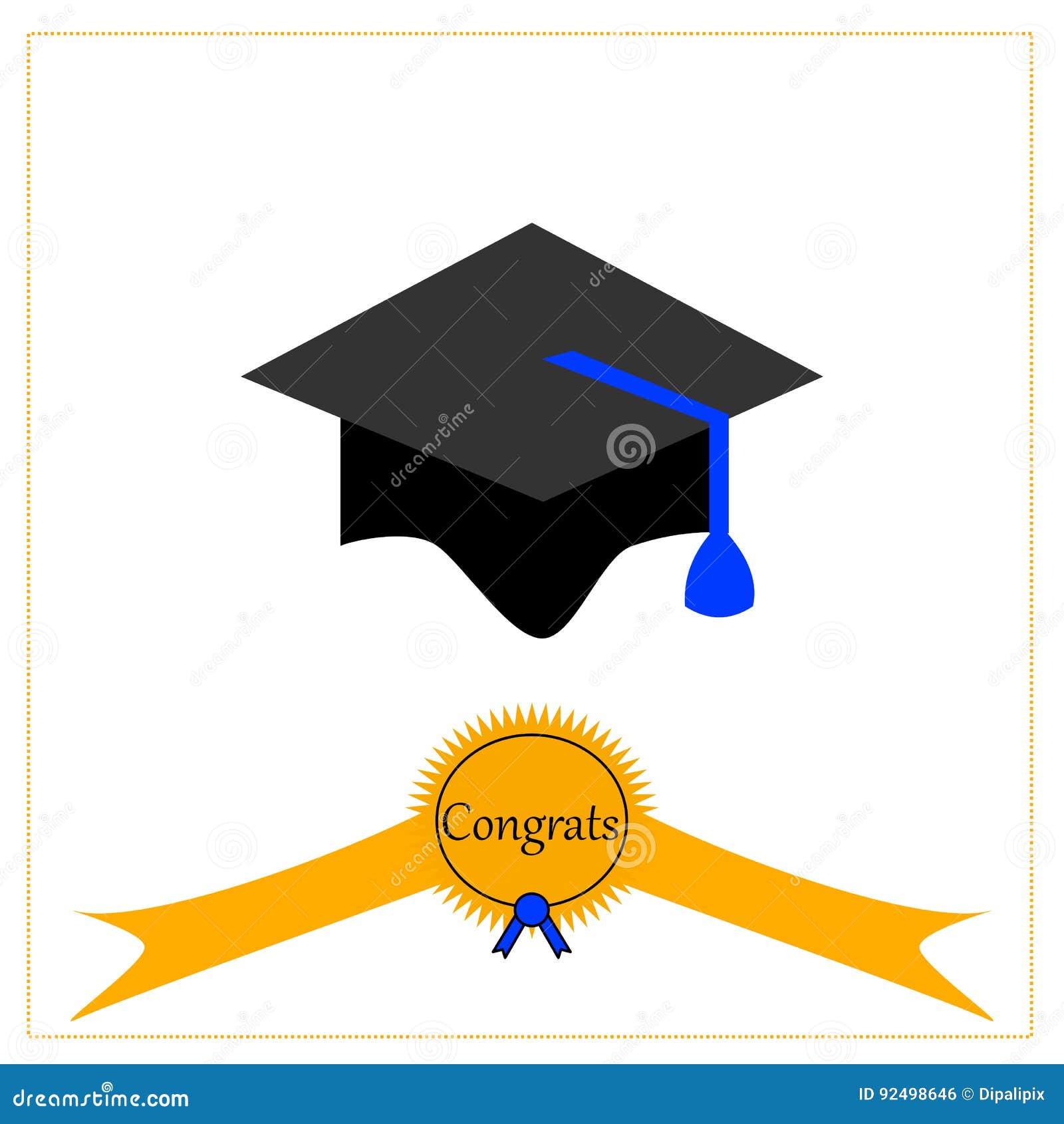 A Graduation Cap with a Ribbon Stock Illustration - Illustration of ...
