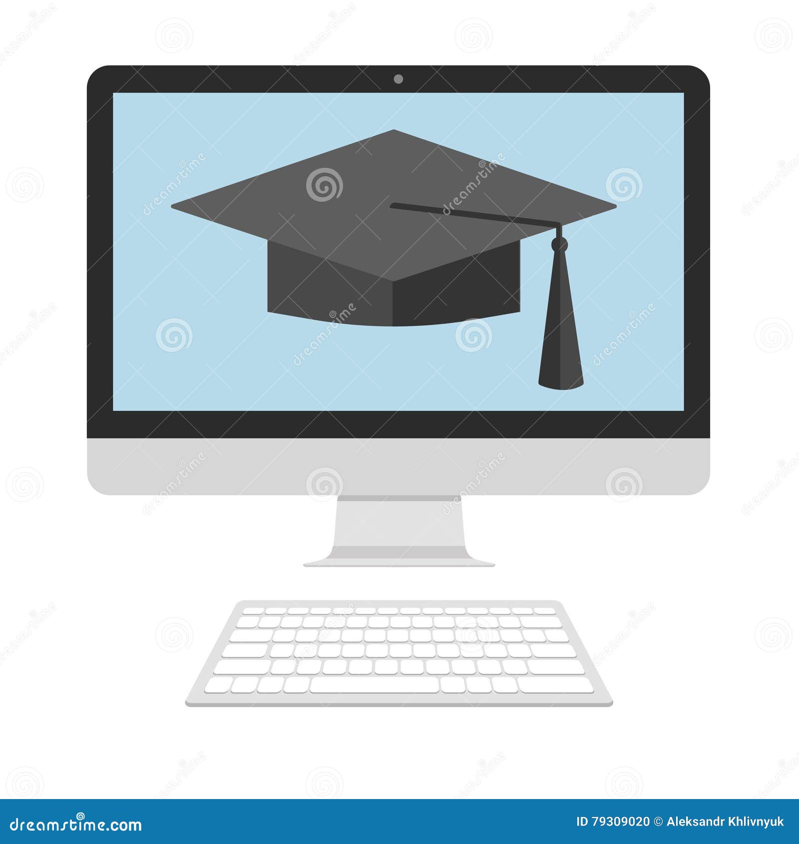 Graduation cap on screen stock illustration. Illustration of exam ...